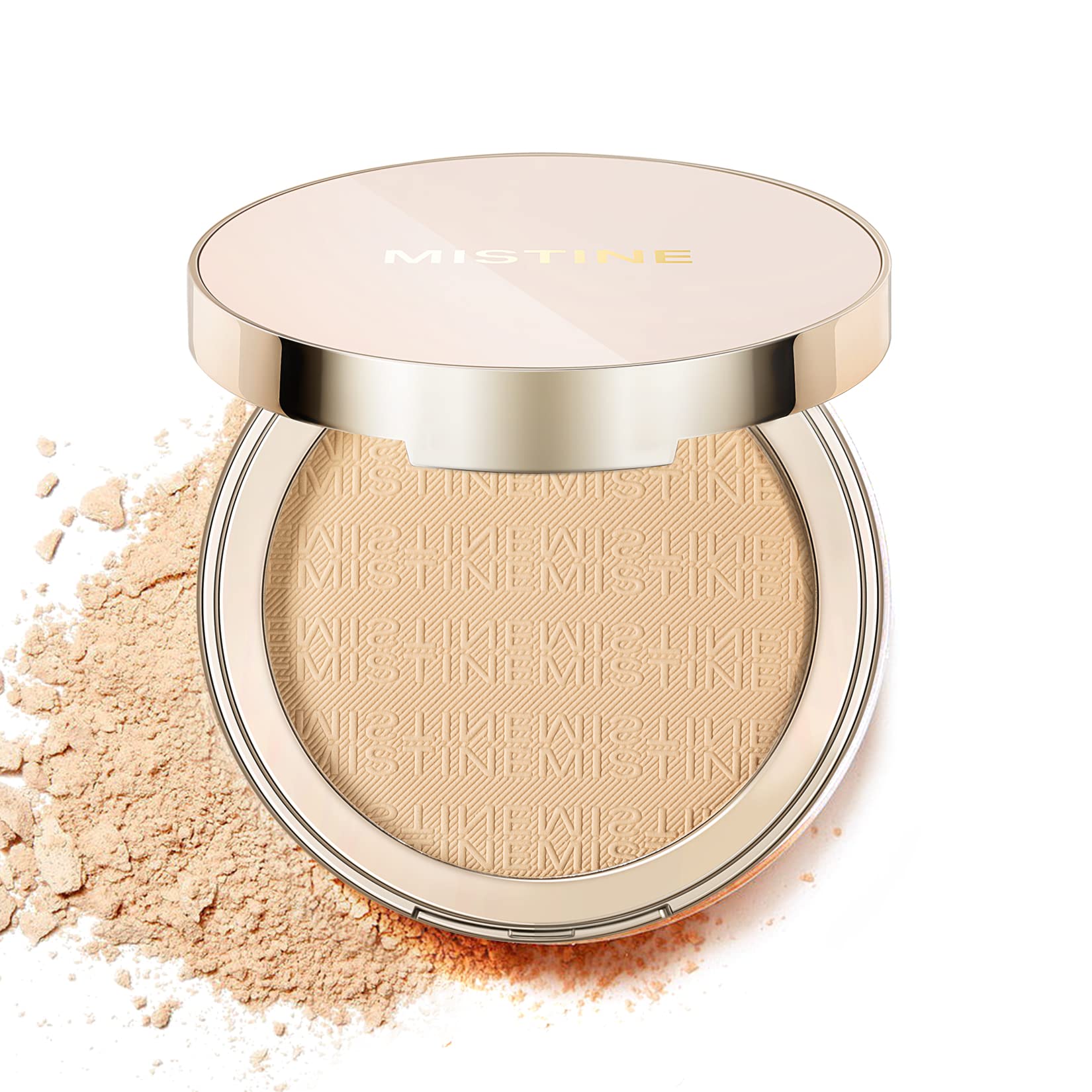 MISTINE Pressed Powder Compact 24H Oil Control Face Powder Compact Waterproof Talc Free Finishing Powder Makeup,Matte Finish -Natural Ivory