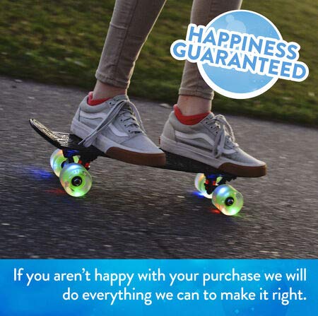 Flybar Skateboard Wheels - 4 Pack LED Light Up Wheels for Night-time Riding, Replacement Cruiser Skateboard Wheels, with Installation Tool ABEC-7 Bearings Skate Accessories (Blue)