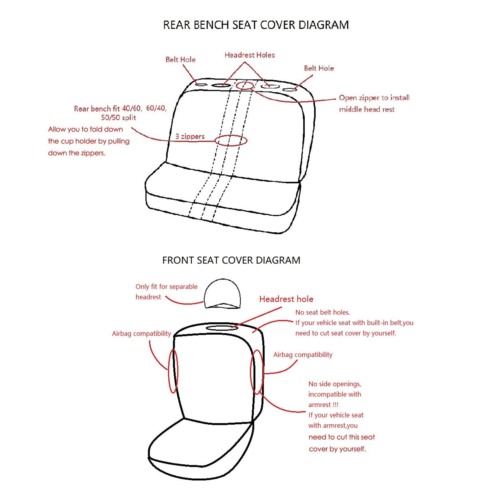 Flying Banner Car Seat Covers Front Seats Rear Bench Polyester car seat Protectors Easy installations Rear Bench Split Classic Man Lady Truck (Full Set - Low Back, Black Purple)…