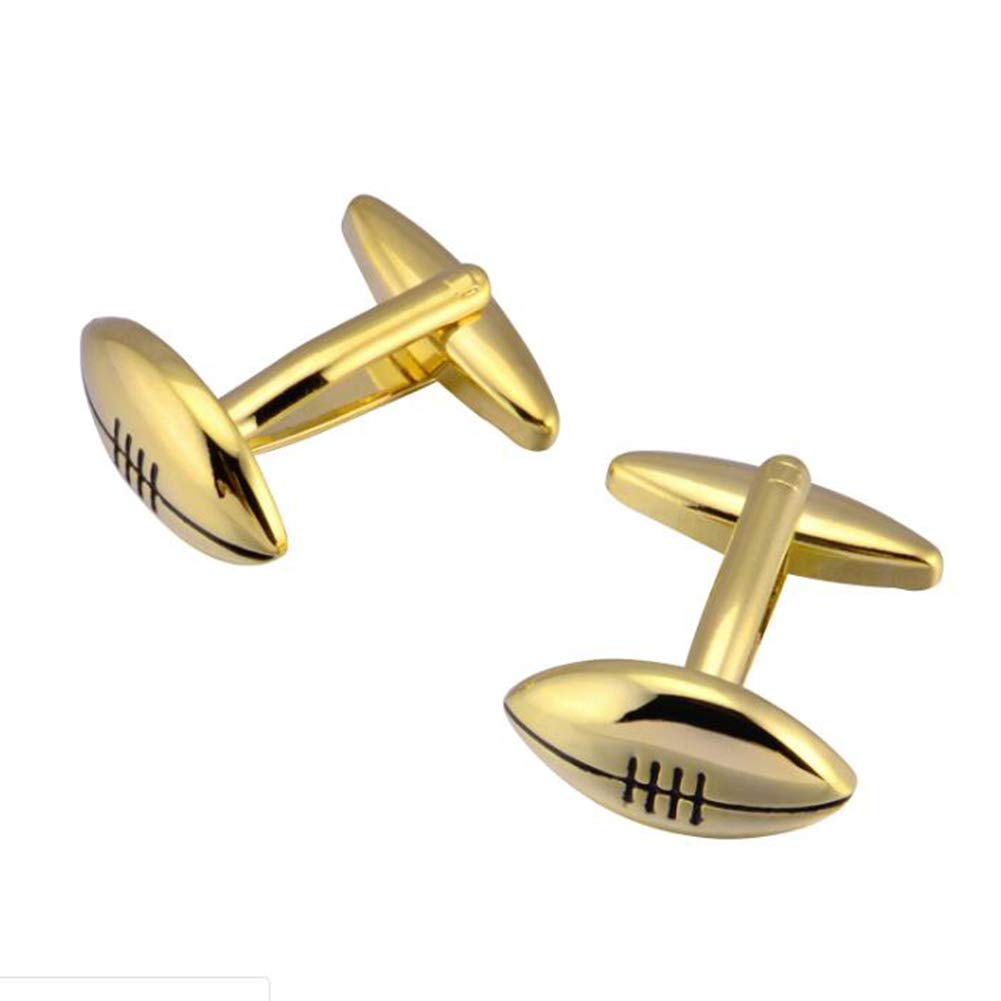 Football Pair Cufflinks Pigskin Solid Half Gold Wedding Cuff Links