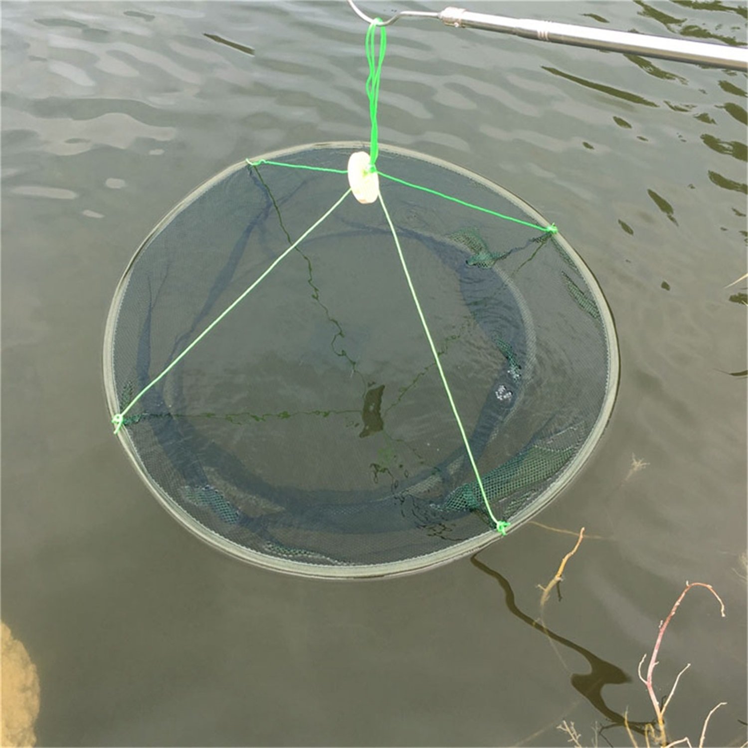 Foldable Fishing Net Hand Net - Crab Net Fish Net with Fishing Rope for Fishes, Shrimps, Crabs