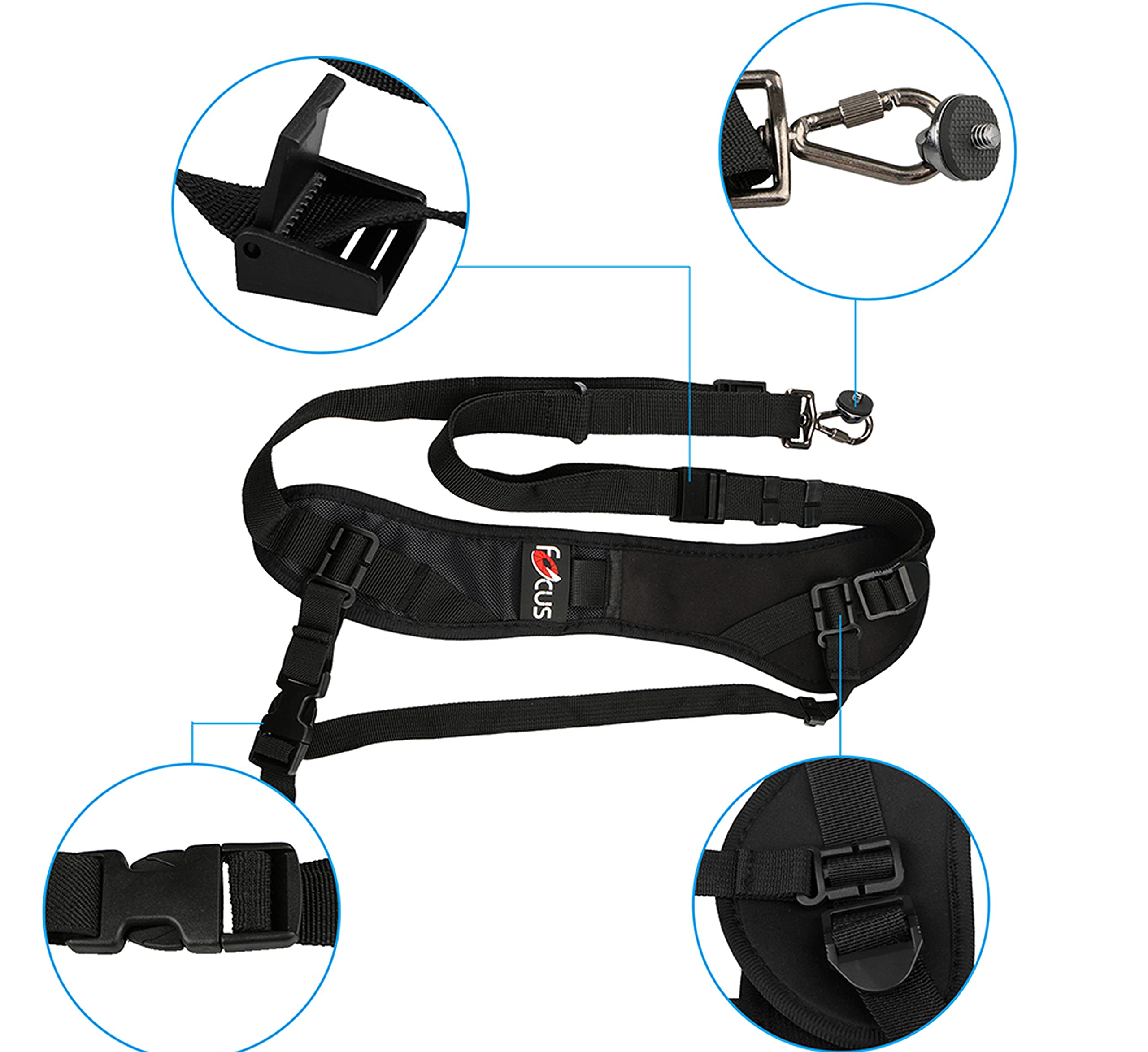 Fotasy Ergonomic Design Camera Sling Strap, Adjustable Camera Neck Strap, w/Quick Release and Safety Tether, Compatible with Canon Fujifilm Nikon Olympus Panasonic Pentax Sony Cameras
