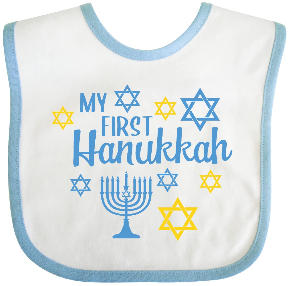 inktastic My 1st Hanukkah with Menorah and Stars Of David Baby Bib White and Blue 386ab