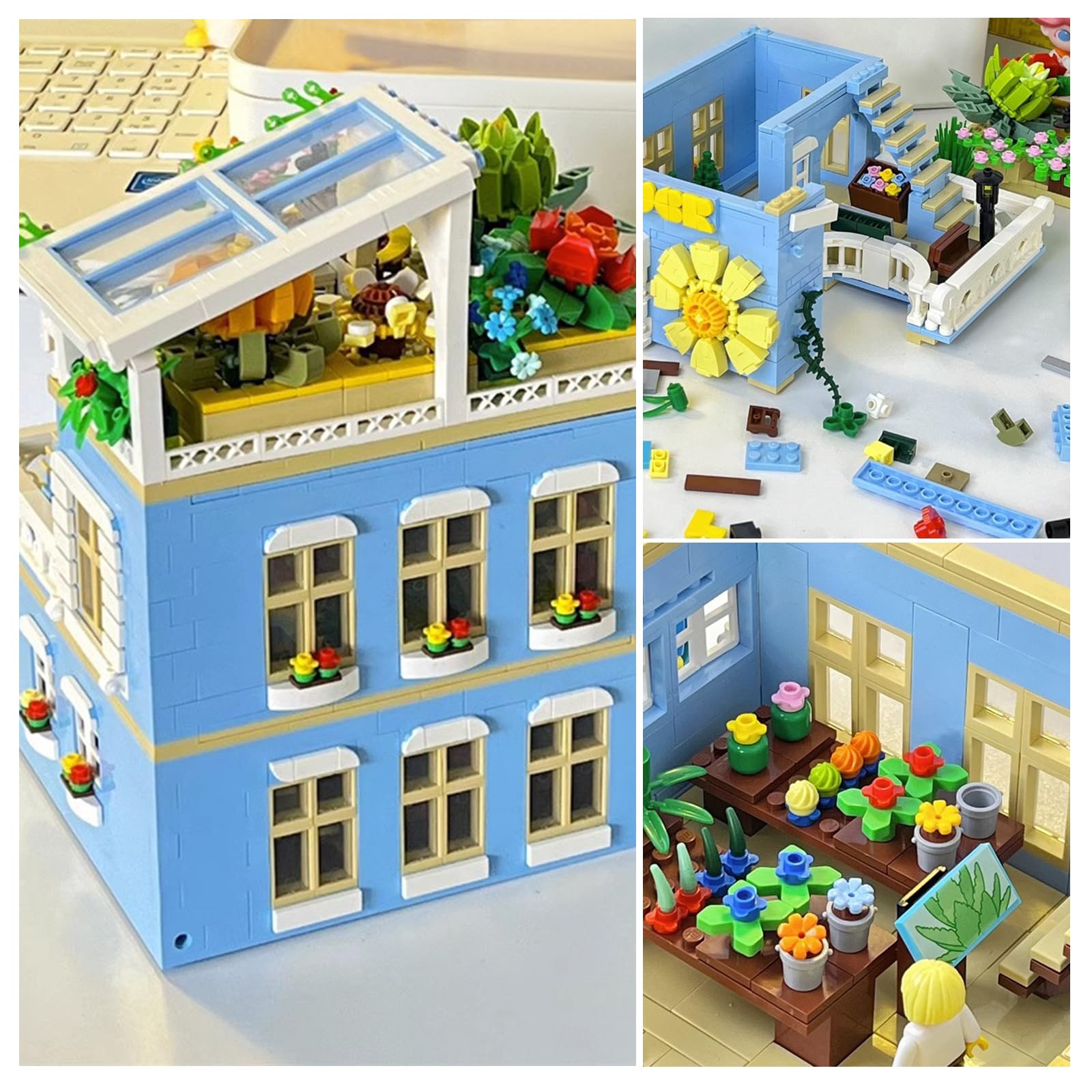 flycites Flower House Mini Building Blocks Set Succulents Store Creative Micro Bricks Bonsai Collectible Model,Gift for Adult/Teens 2091pcs(Not Compatible with Lego Set)