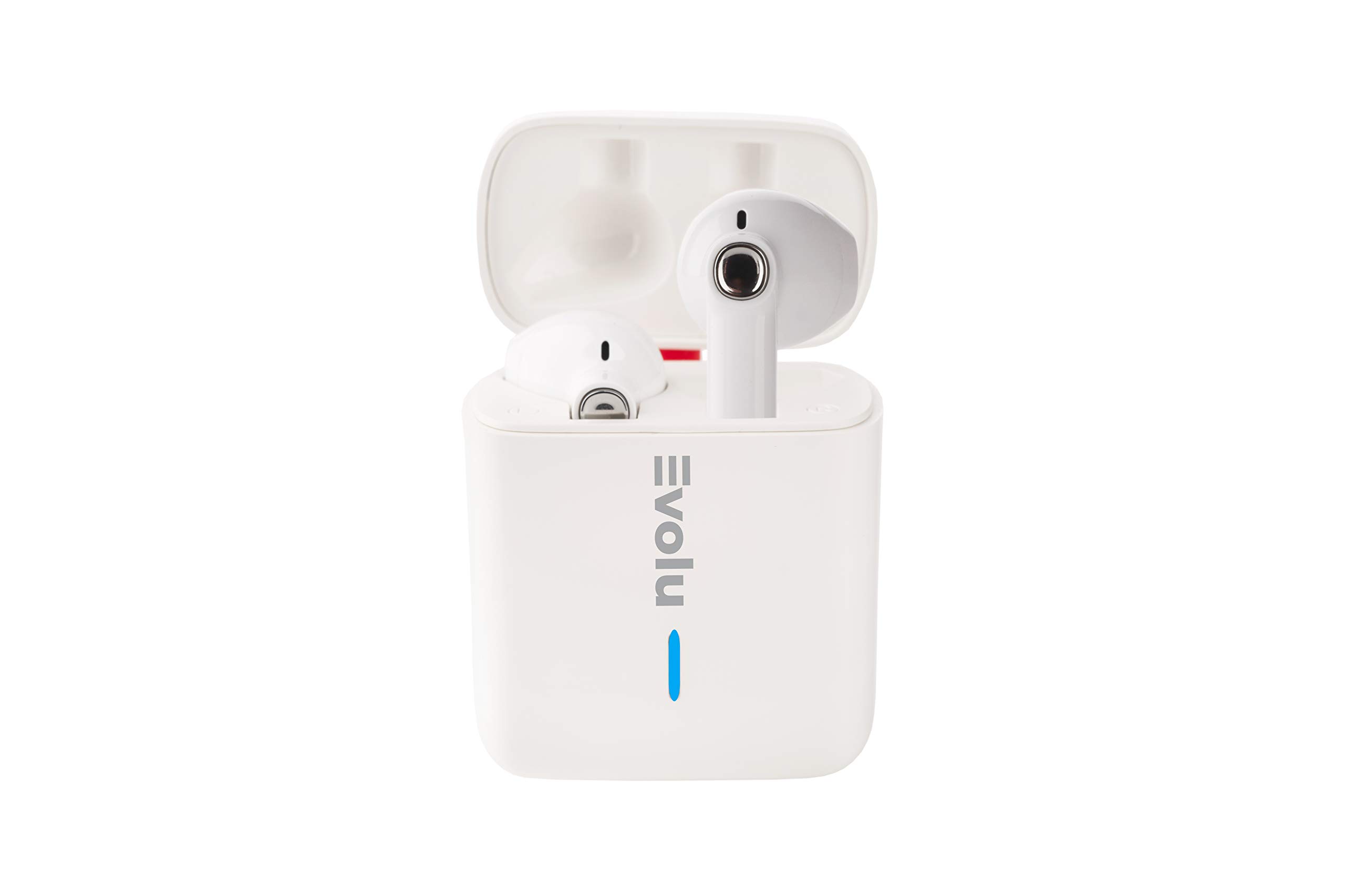 EVOLU TWS1 Earphones (White), Earbuds, Wireless Earbuds, Bluetooth Headphones, True Wireless Earbuds, Bluetooth Headphones, Bluetooth Earbuds, Wireless Headphones, Noise Cancelling Headphones