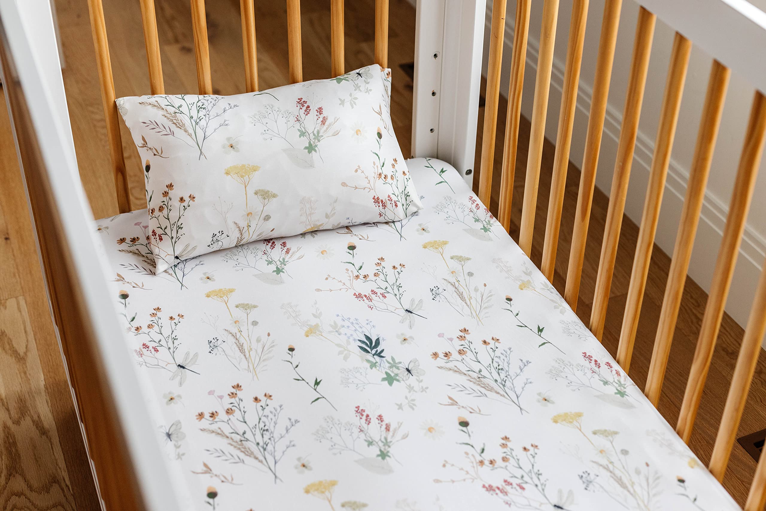 Pobibaby - 2 Pack Premium Toddler Pillowcase - Ultra Soft Jersey Knit - Crib Pillow, Kids Pillow, Travel Pillow Case Cover (Wildflower)