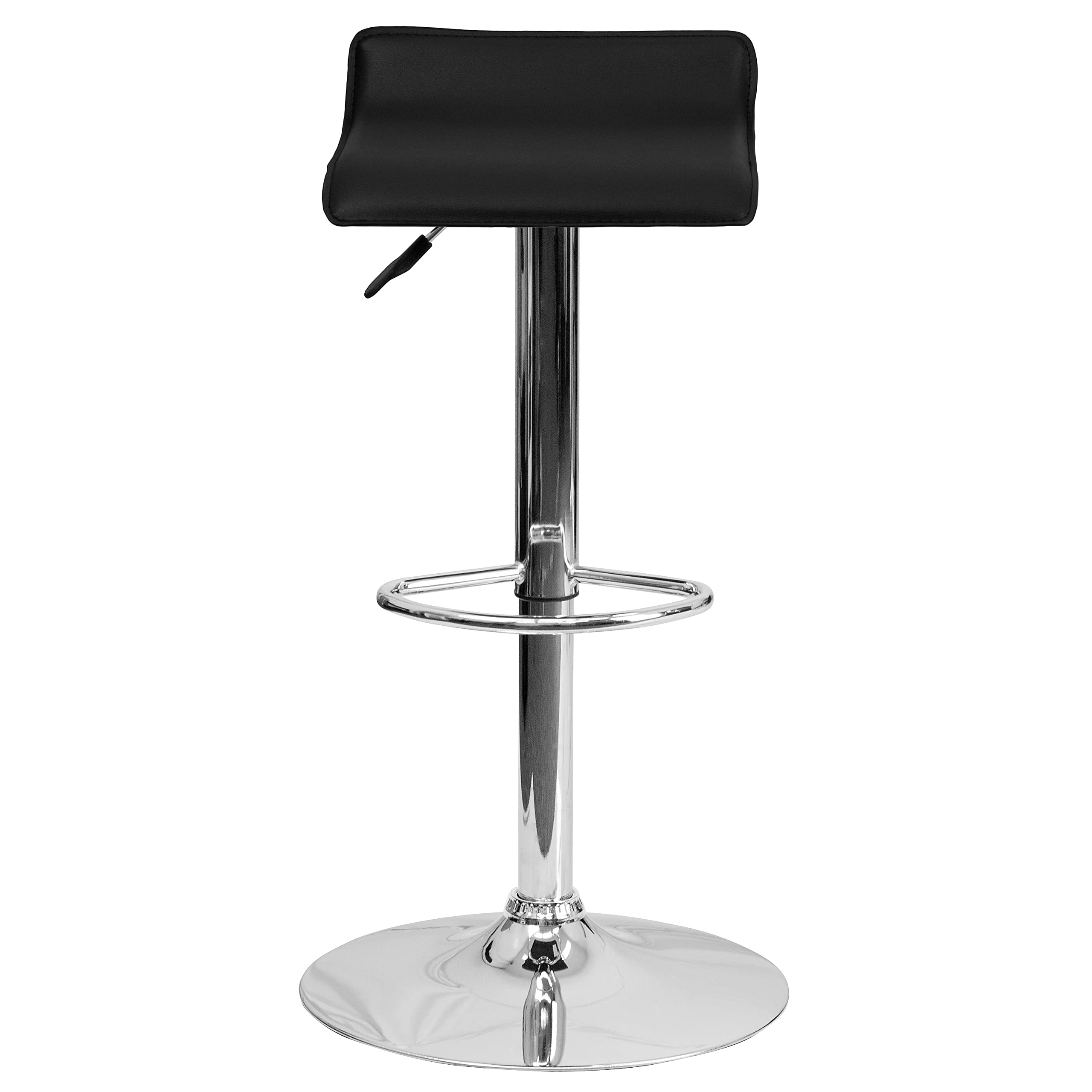 Flash Furniture 2 Pack Contemporary Red Vinyl Adjustable Height Barstool with Solid Wave Seat and Chrome Base