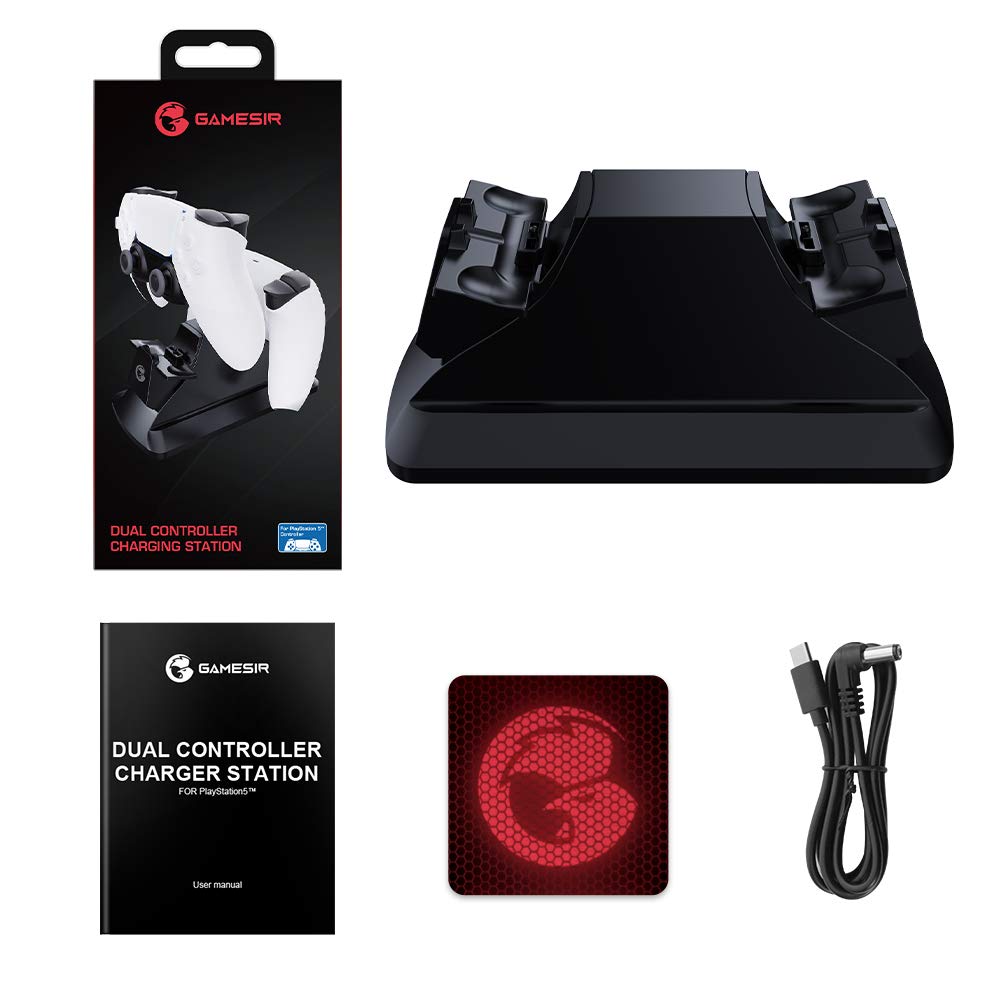 GameSir PS5 Controller Charging Station with LED Indicator, Dual Charging Station with Fast Type-C Charging Cable,Playstation 5 Dual Controller Power Dock Station Replacement for DualSense