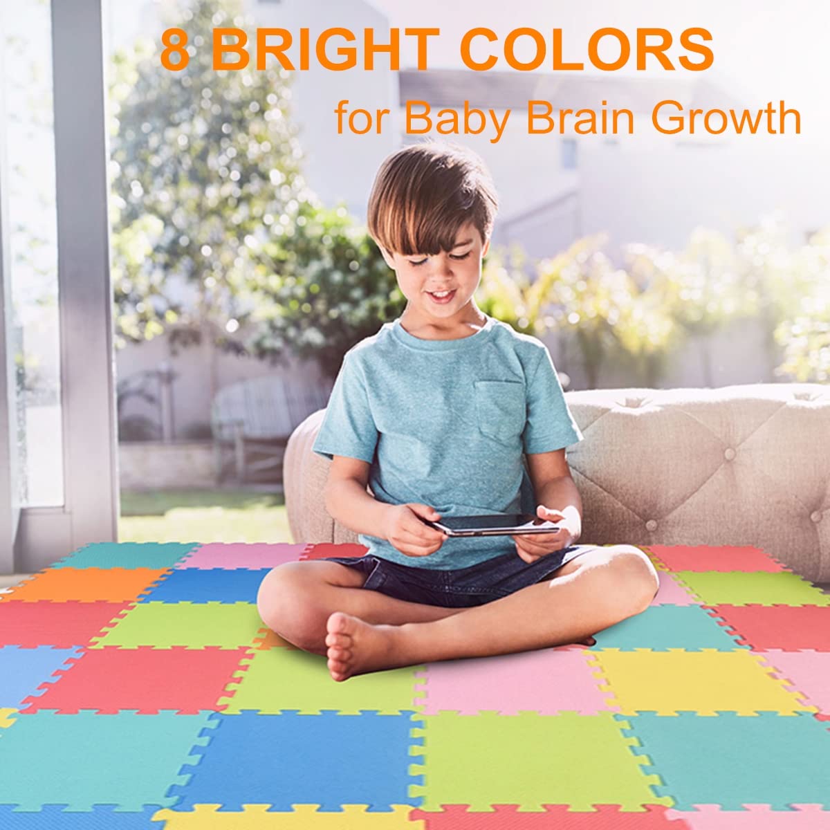 Foam Play Mat Soft EVA Foam Interlocking Floor Mats Children Yoga Exercise Puzzle Blocking Board 8 Colors and 16 Tiles