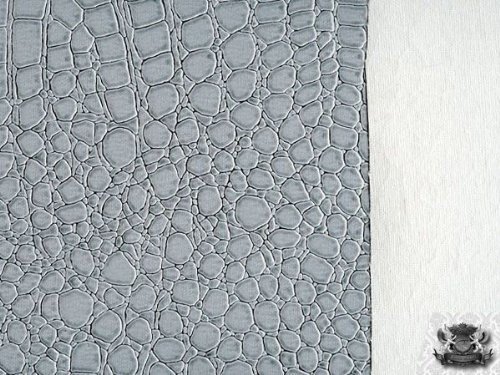 Vinyl Crocodile Gray Fake Leather Upholstery Fabric by The Yard