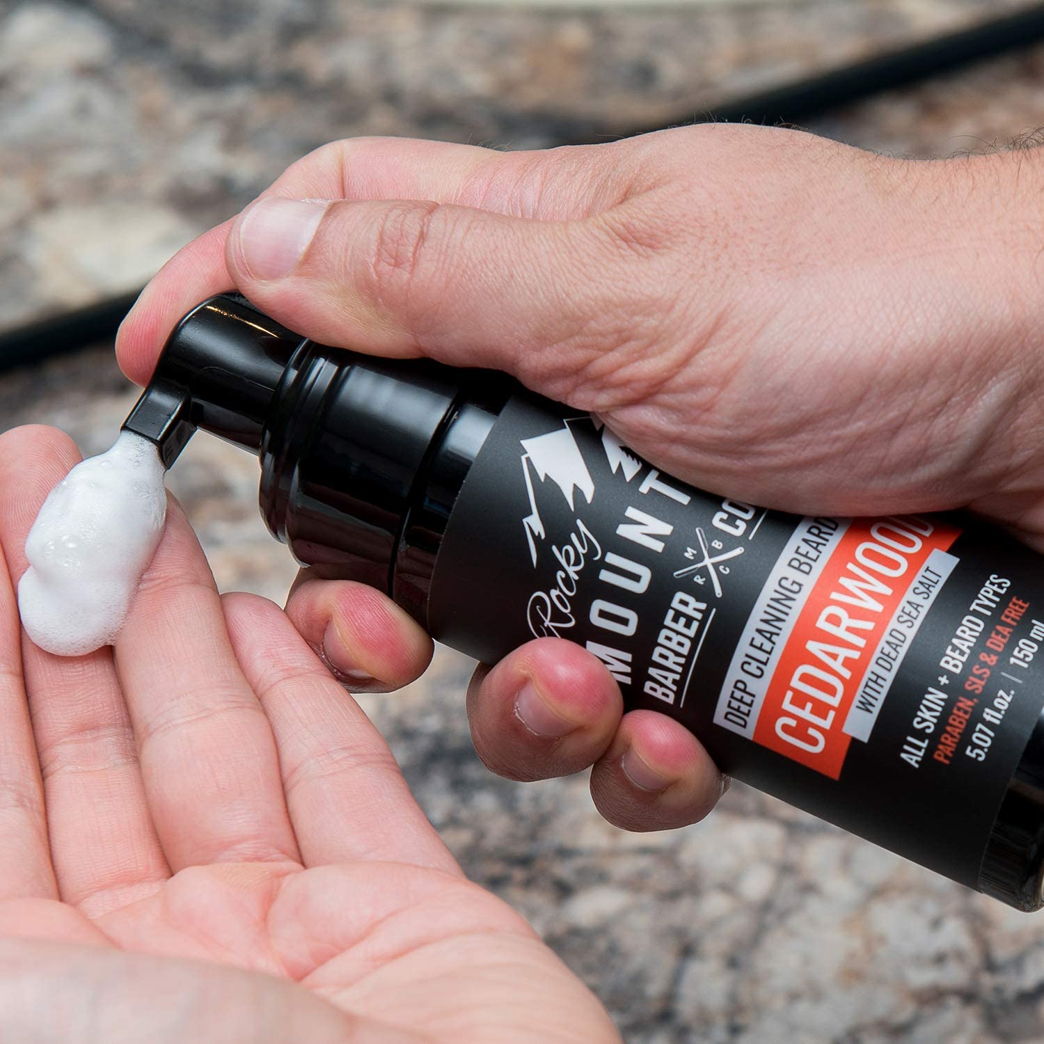 Foaming Cedarwood Beard Wash - With Cedarwood Essential Oil, Vitamin B5 & Dead Sea Salt β 5 oz by Rocky Mountain Barber Company