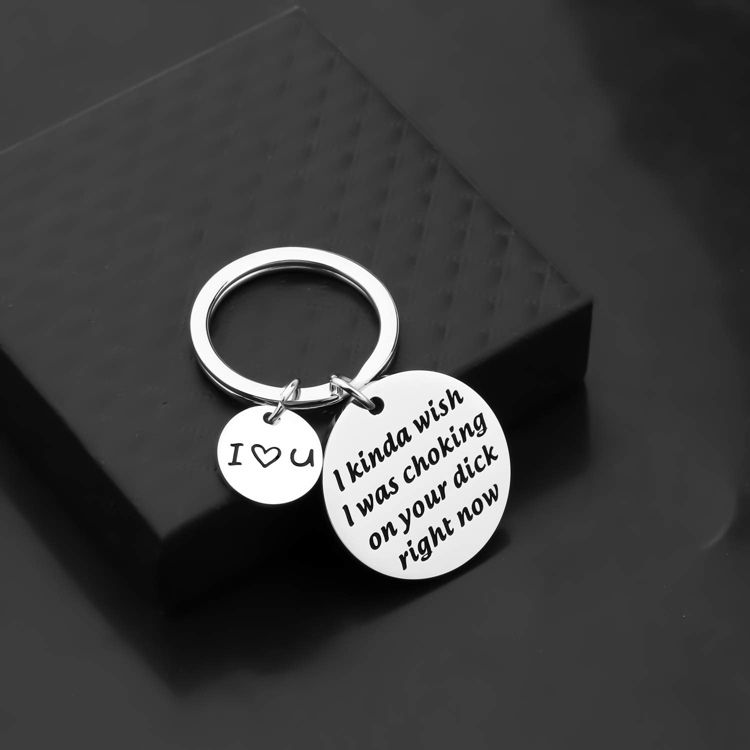 FOTAP Naughty Gift Valentine's Gift for Boyfiend or Husband Kinda Wish Chocking on Your Dick Right Now Keychain (Choking Dick Key)