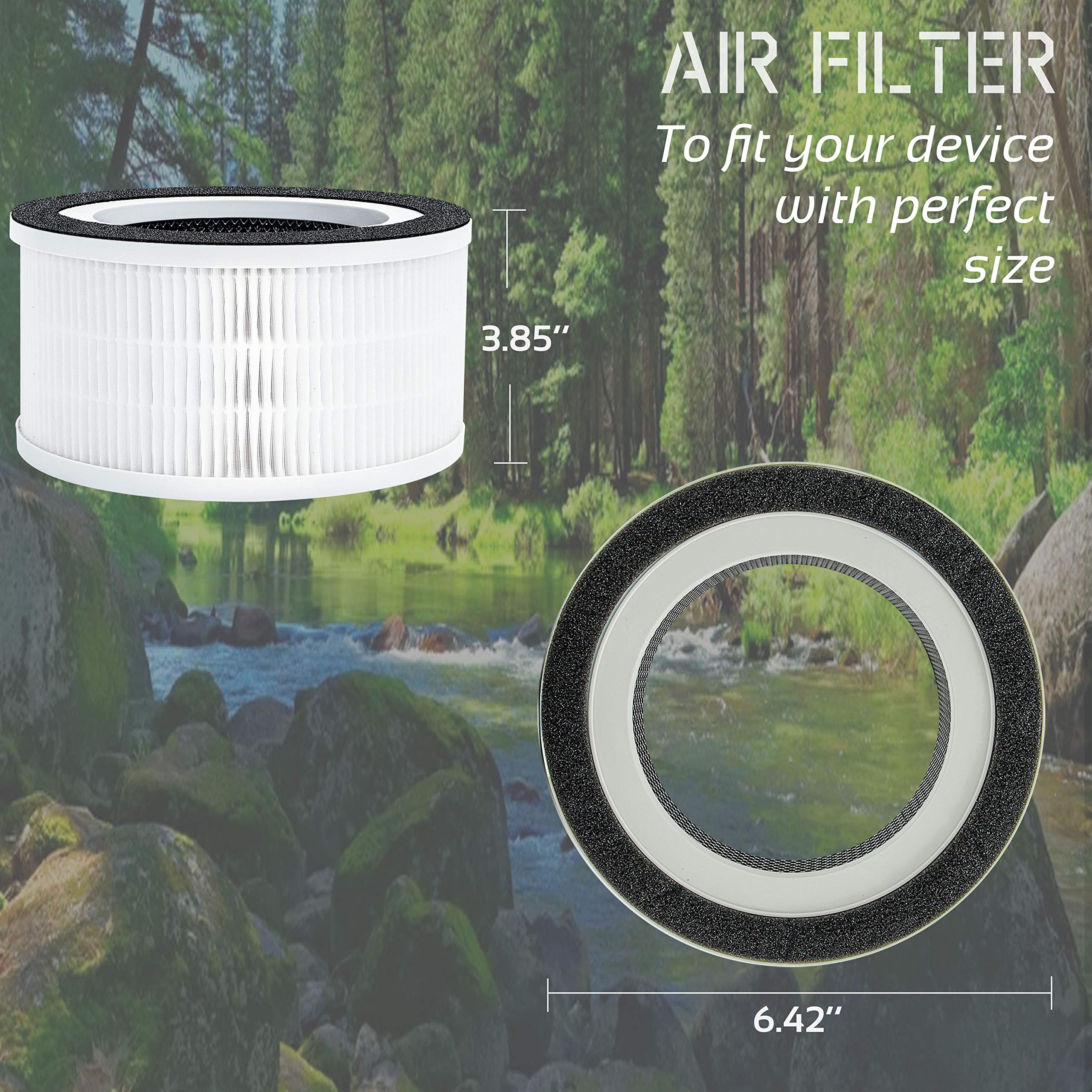 Flintar True HEPA Replacement Filter, Compatible with Afloia Fillo and MOOKA Allo Air Purifier, 3-in-1 Pre-filter, H13 True HEPA and Activated Carbon Filtration, 2-Pack