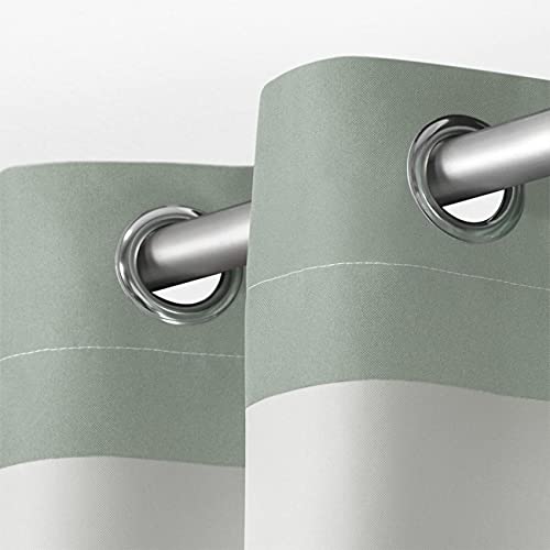 Exclusive Home Cabana Stripe Indoor/Outdoor Light Filtering Grommet Top Curtain Panel, 54"x108", Seafoam, Set of 2