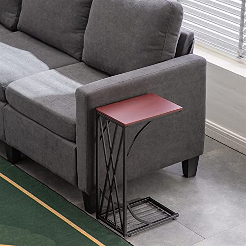 Flymatic Elegant Side Table with Cross Line Design and Brown Finish