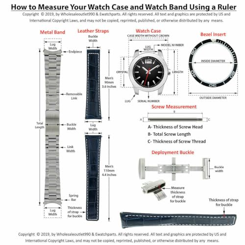 Ewatchparts 18-24MM GENUINE LEATHER WATCH BAND SMOOTH DEPLOY CLASP COMPATIBLE WITH IWC
