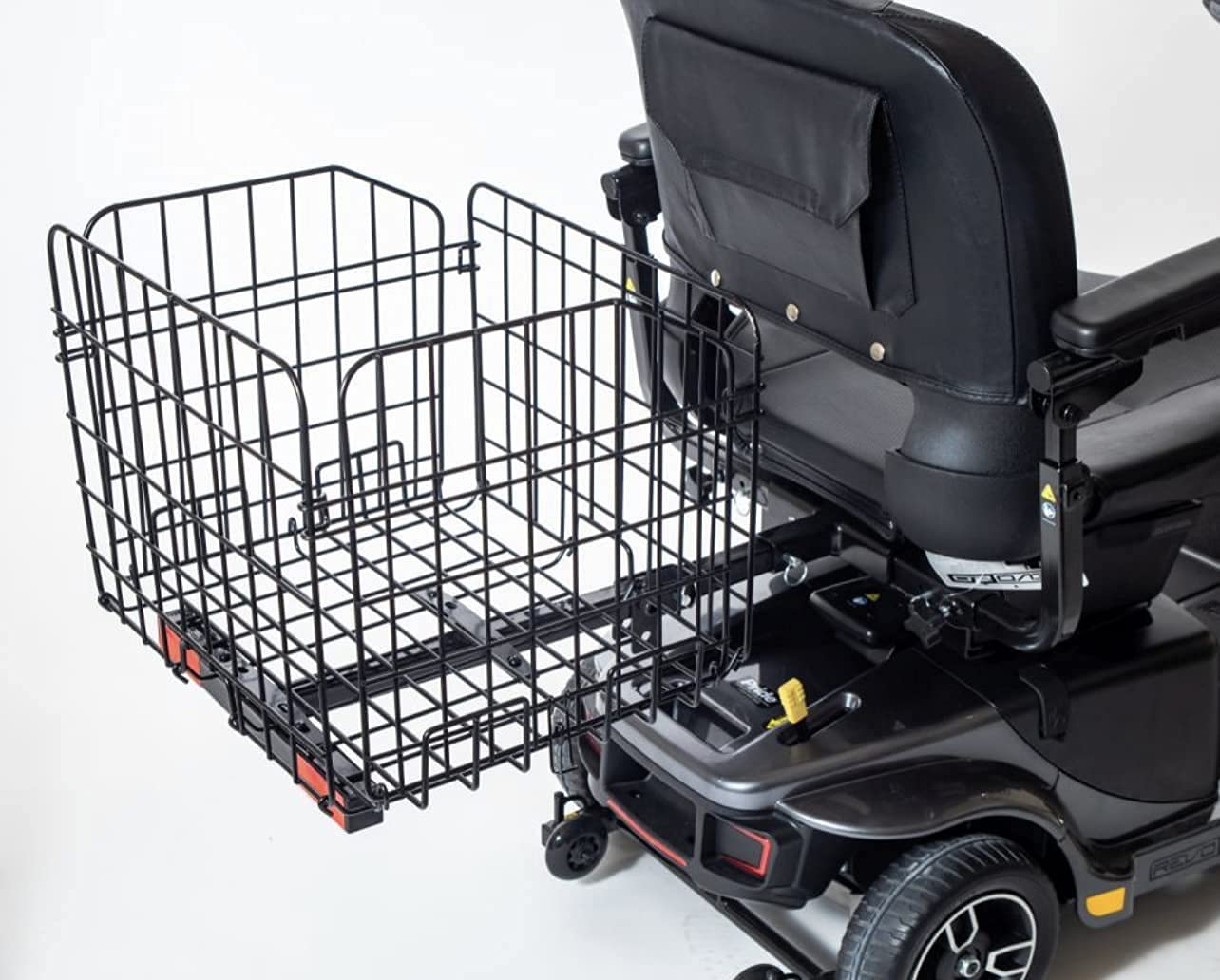 Foldable Folding Scooter Rear Basket for Golden & Pride Mobility Scooters & Powerchairs (Only Works with Scooters & Power Chairs Equipped with 1" x 1" Hitch Receiver)