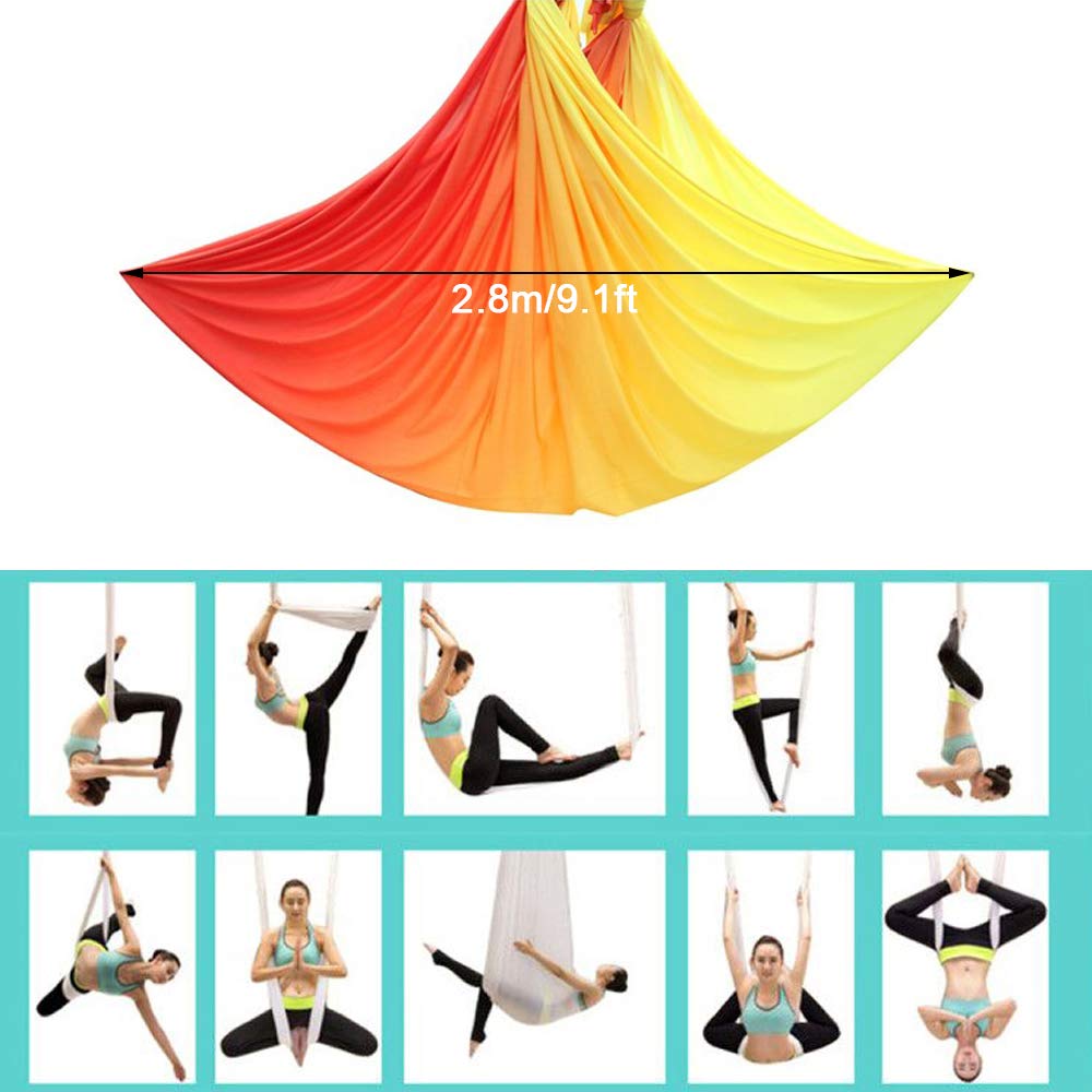 FOSER Aerial Yoga Hammock Aerial Yoga Swing with Daisy Chains Carabiners For Inverted Gravity Yoga Flip with Instruction Manual 5M×2.8M (Black)