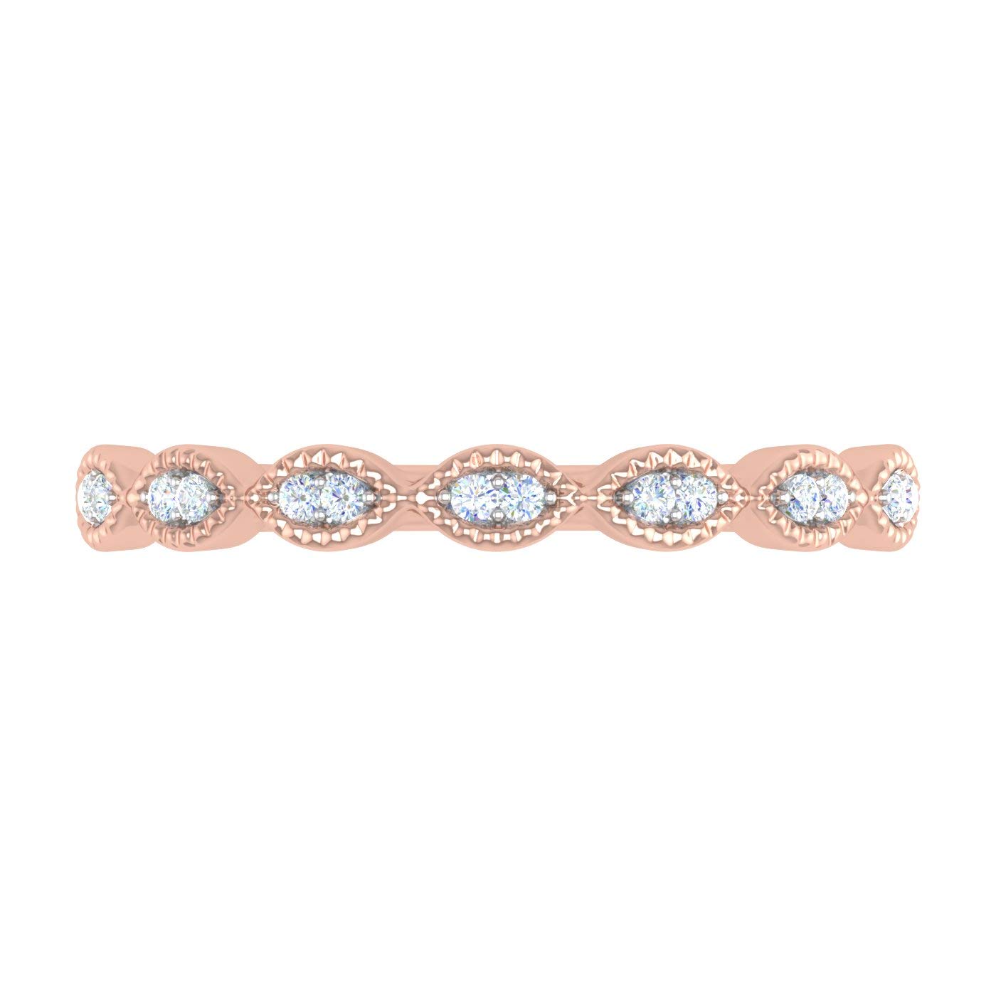 FINEROCK 0.04 Carat Anniversary Wedding Band Ring in 10K Rose Gold - IGI Certified (Ring Size 7.5)