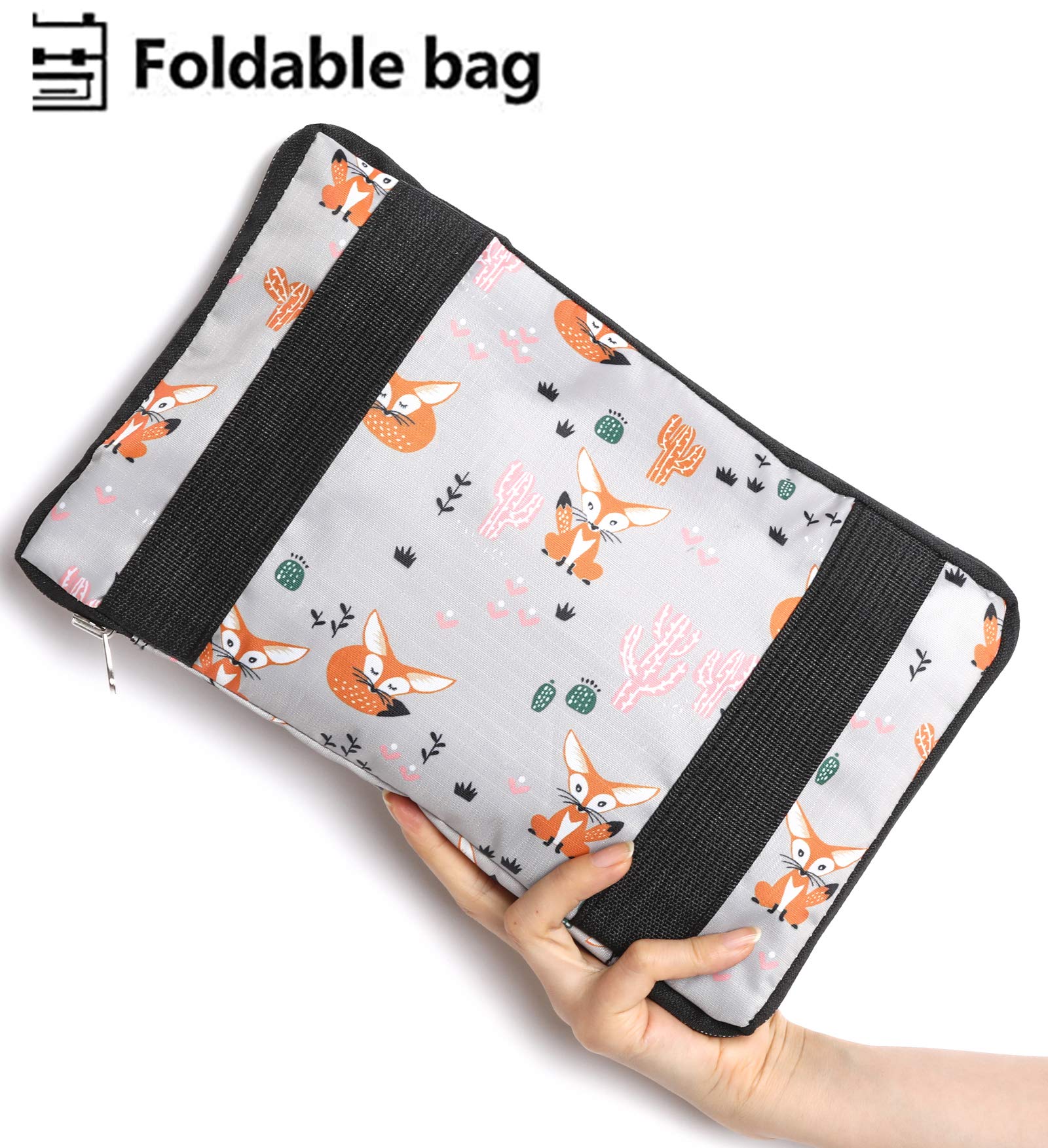 Foldable Large Travel Duffle Bag Waterproof Cute Overnight Carryon Weekender Bag for Women Girl (Grey Fox)
