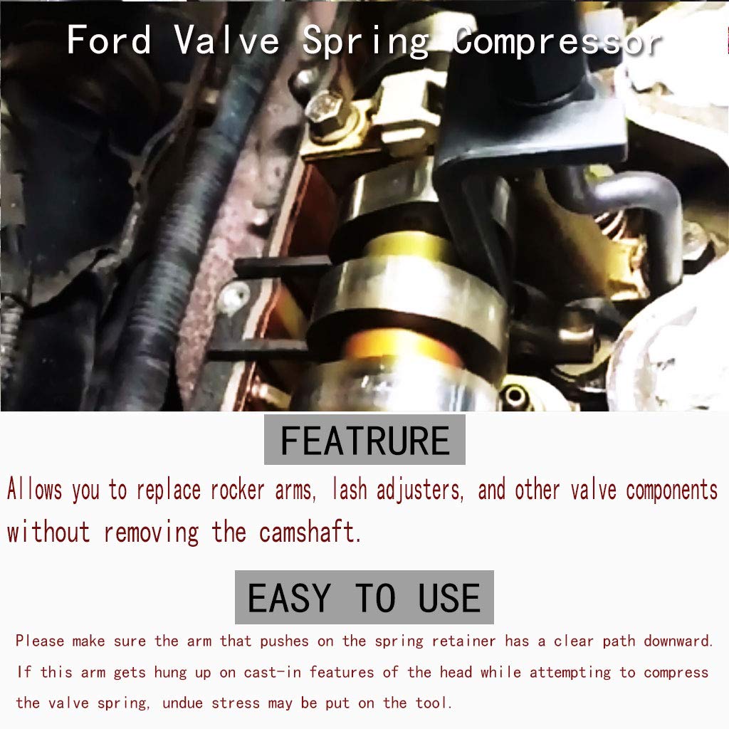 for Ford 4.6L/5.4L/6.8L 3V Engines Repair Tools Kit - Valve Spring Compressor, Crankshaft Positioning Tool, Cam Phaser Holding Tool and Timing Chain Locking Wedge Tool with Crankshaft Pulley Bolt
