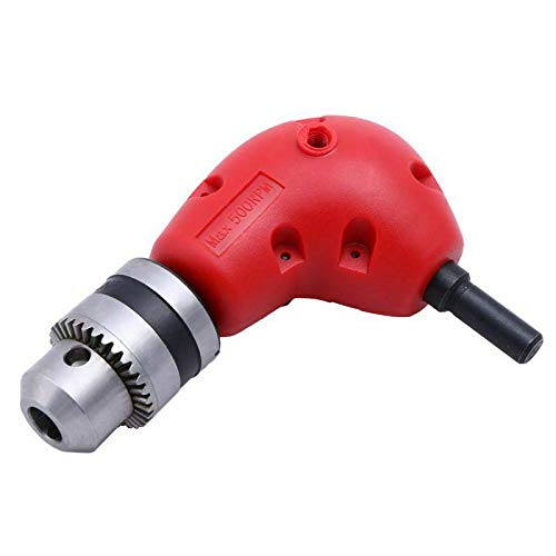 Maizoon Right Angle Drill Attachment 0.8-10mm 90 Degree Round Shank Right Angle Bend Extension Accessory Corner Three Jaw Chuck Narrow Space Repair Tool With 9.5mm 3/8" Shank, DZ04B