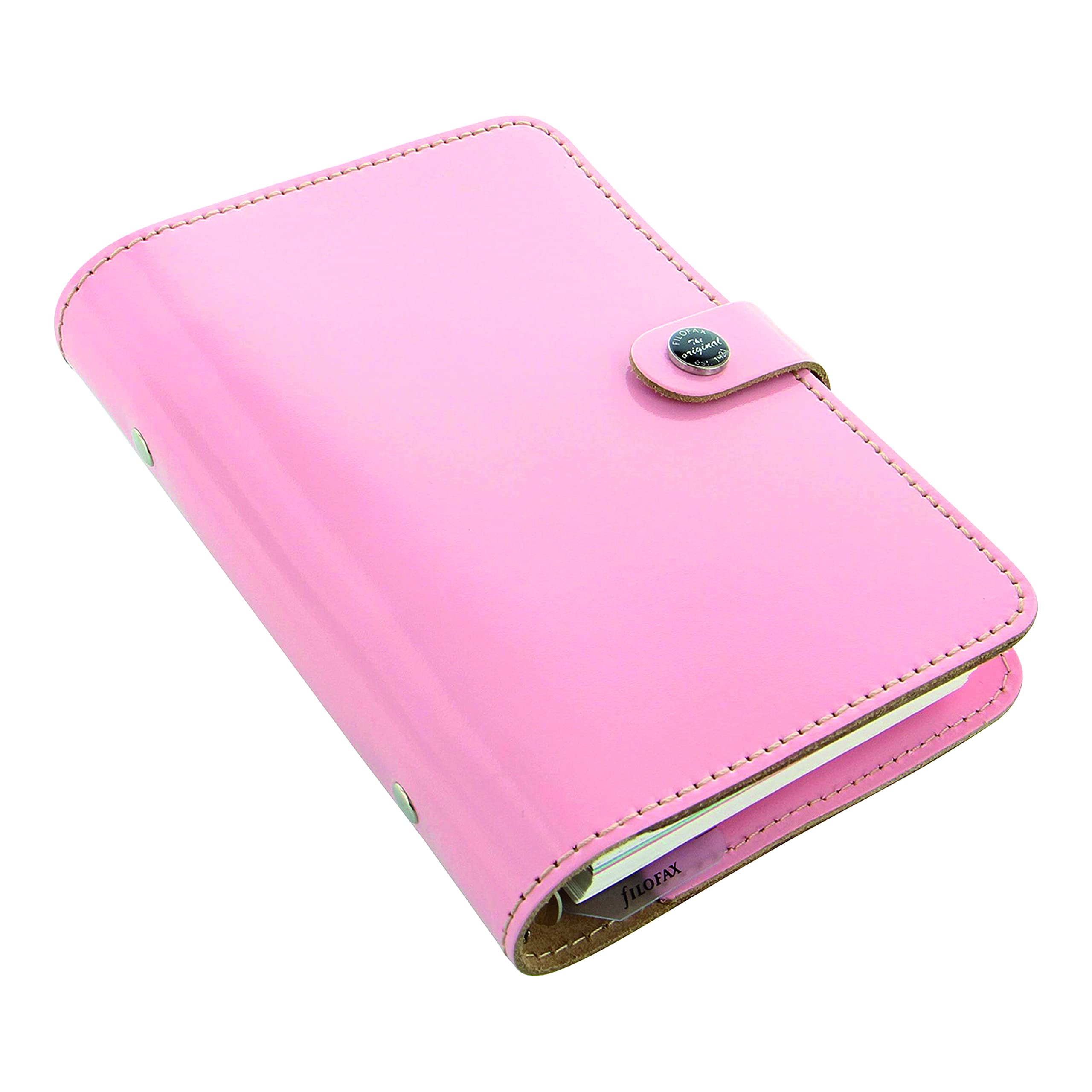 Filofax The Original Organizer, Personal Size, Patent Rose - Leather, Six Rings, Week-to-View Calendar Diary, Multilingual, 2022 (C022595-22)