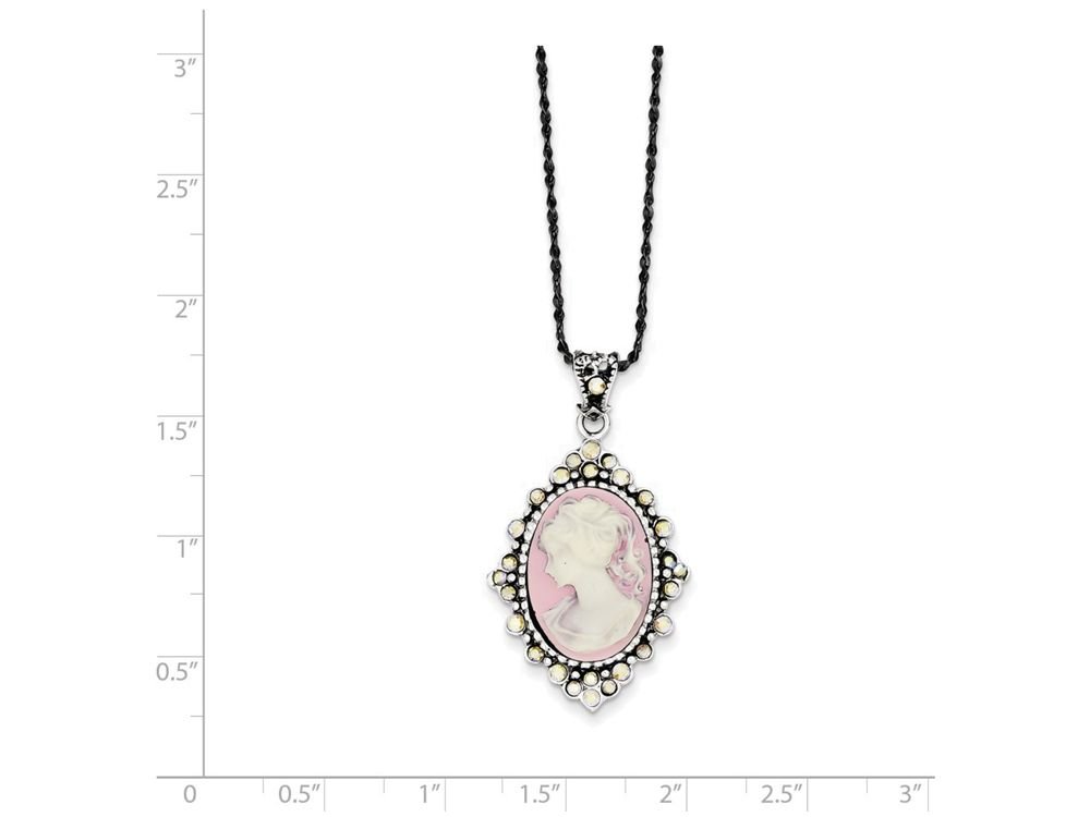 FJC Finejewelers Sterling Silver Crystal Cameo Pendant Necklace W/ 16 Chain Chain Included