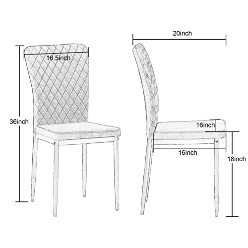 FENZARD Set of 6 Living Room Chairs Dining Chairs with Velvet, High Back, Metal Frame and Modern Lattice Design for Living Room, Dining Room,Black