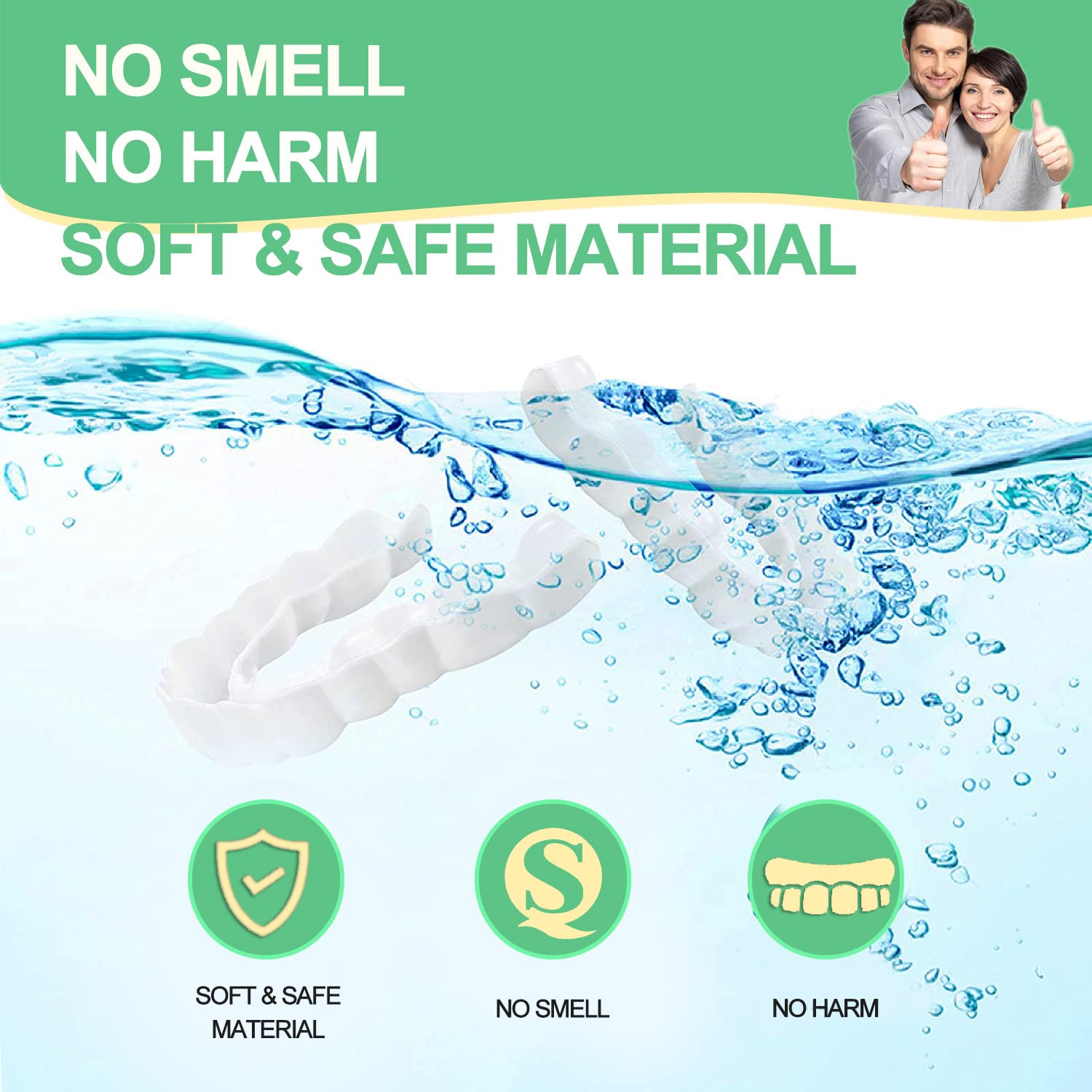 Fake Teeth - Veneers Teeth for Women and Men - 2PCs Smile Kit - Snap on Veneers False Teeth, Dentures for Women, Swift Smile Snap on Teeth Snap-on Smile-A