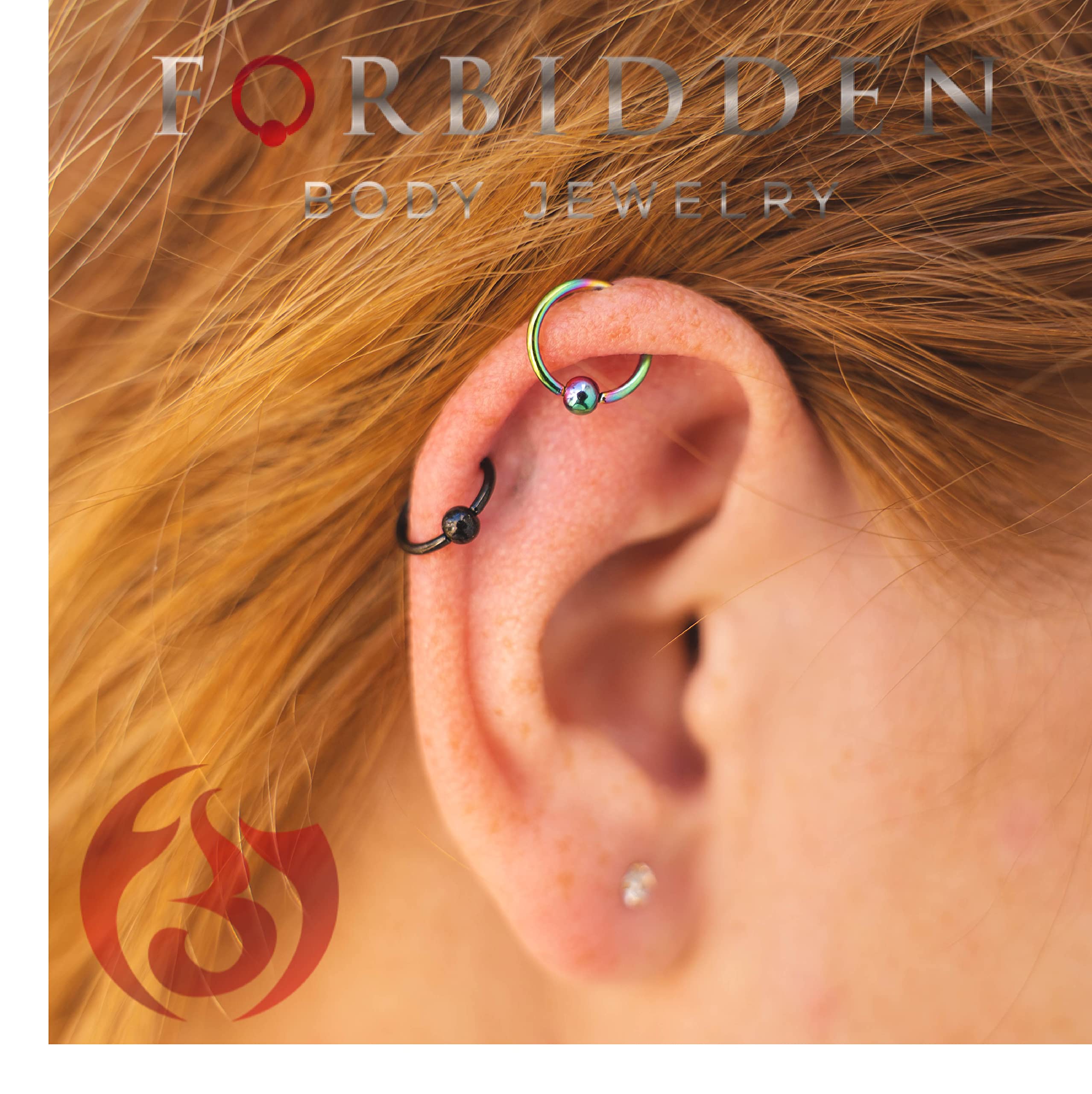 Forbidden Body Jewelry 10g 12mm Black Surgical Steel Captive Bead Body Piercing Hoops (2pcs)