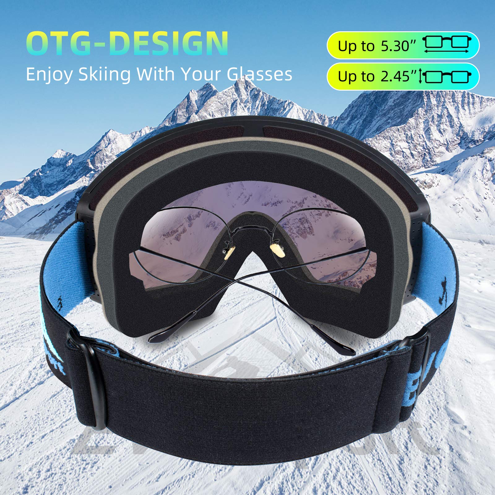 EverSport M81 Ski Goggles Pro, Magnetic Snowboard Snow Goggles for Women Men, UV Protection