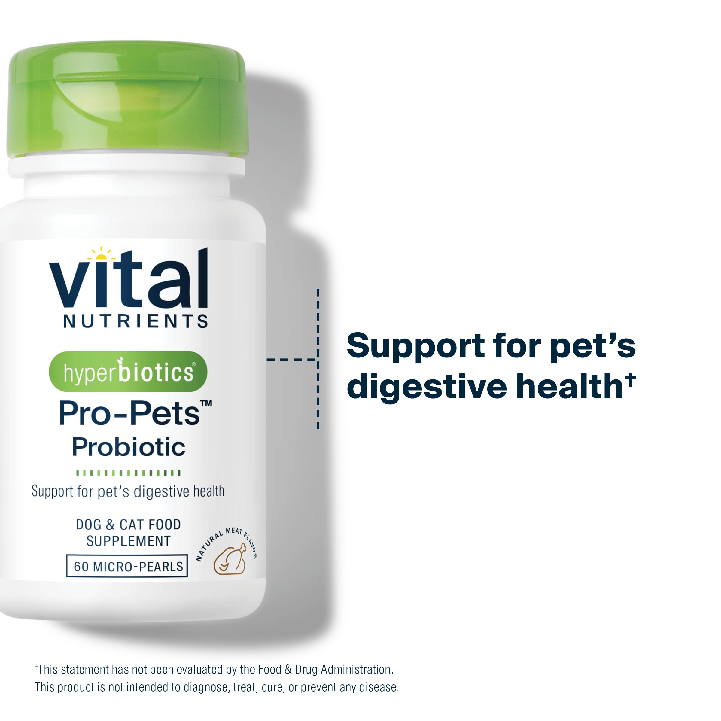 Vital Nutrients Hyperbiotics Pro-Pets Probiotic | Probiotic Support for Pets’ Digestive & Immune Health | Tasty Meat Flavor | Non-GMO | Gluten, Dairy Free | 60 Micro Tablets