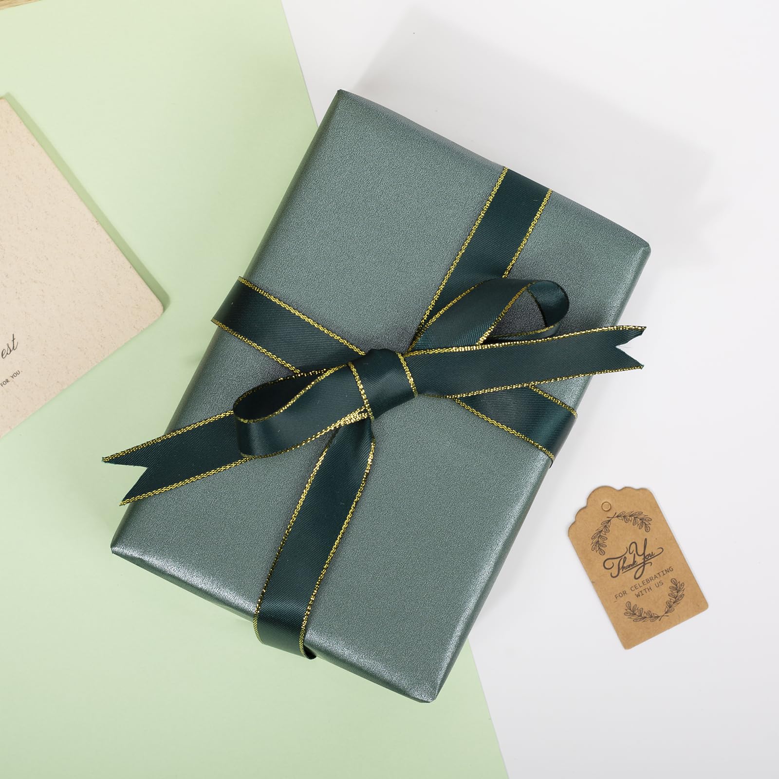Flyhill Mini Dark Green Wrapping Paper Roll-17inch*32.8ft(46.8sqft- Solid Color with Pearly-Luster Gift Wrap for Christmas,Birthday,Bridal Shower,Holiday,Wedding