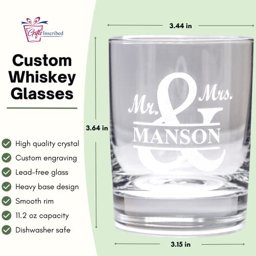 Personalized Whiskey Decanter Set With Glasses - Custom Whisky Drinking Glasses Set of 4 - Engraved Vintage Glassware - Whiskey Gifts for Men, Him, Dad, Birthday, Wedding, Groomsman, Anniversary