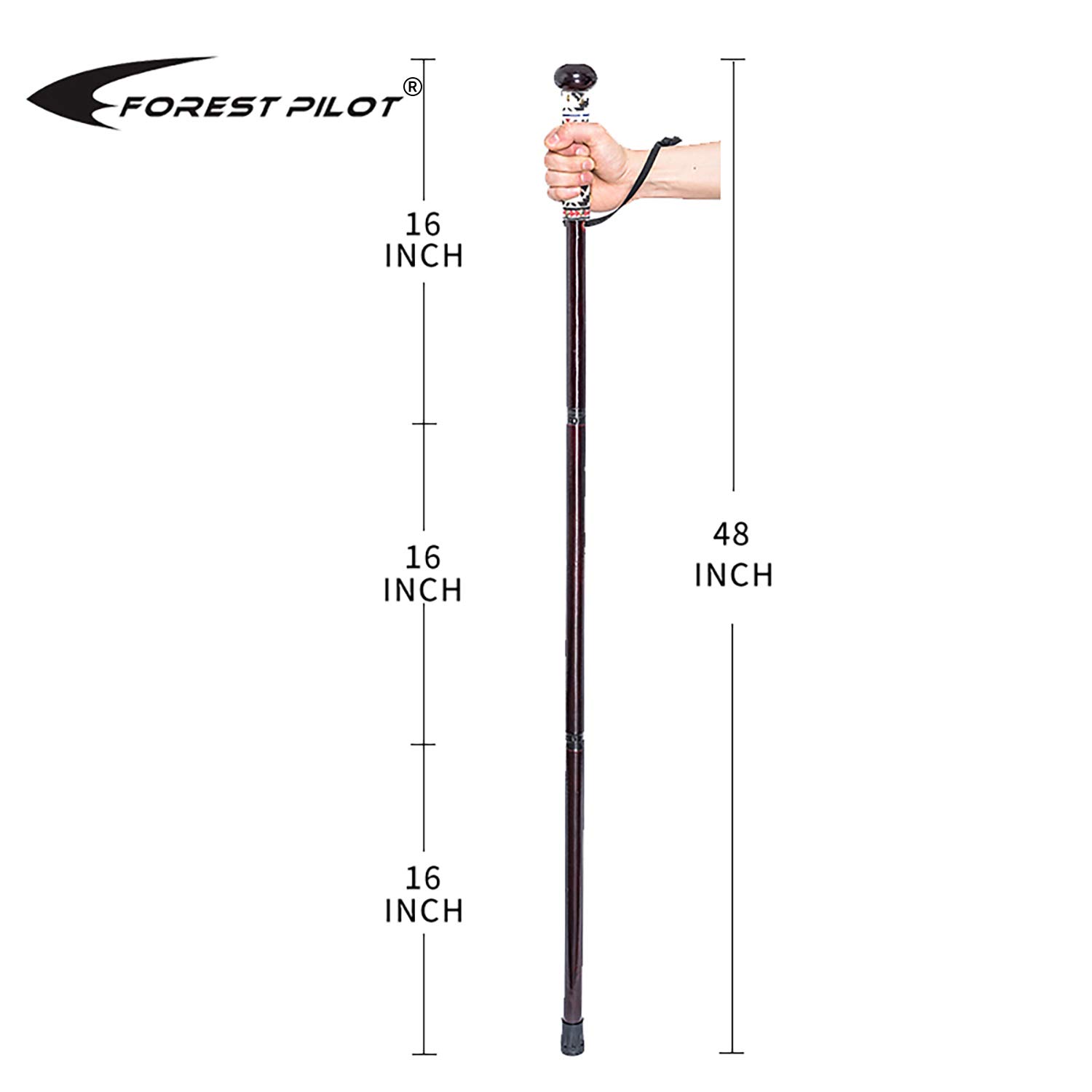FOREST PILOT 3 Pieces Detachable Hardwood Walking Stick Cross Head with a Compass (Nature Color, 48 Inches, 1 Piece)…