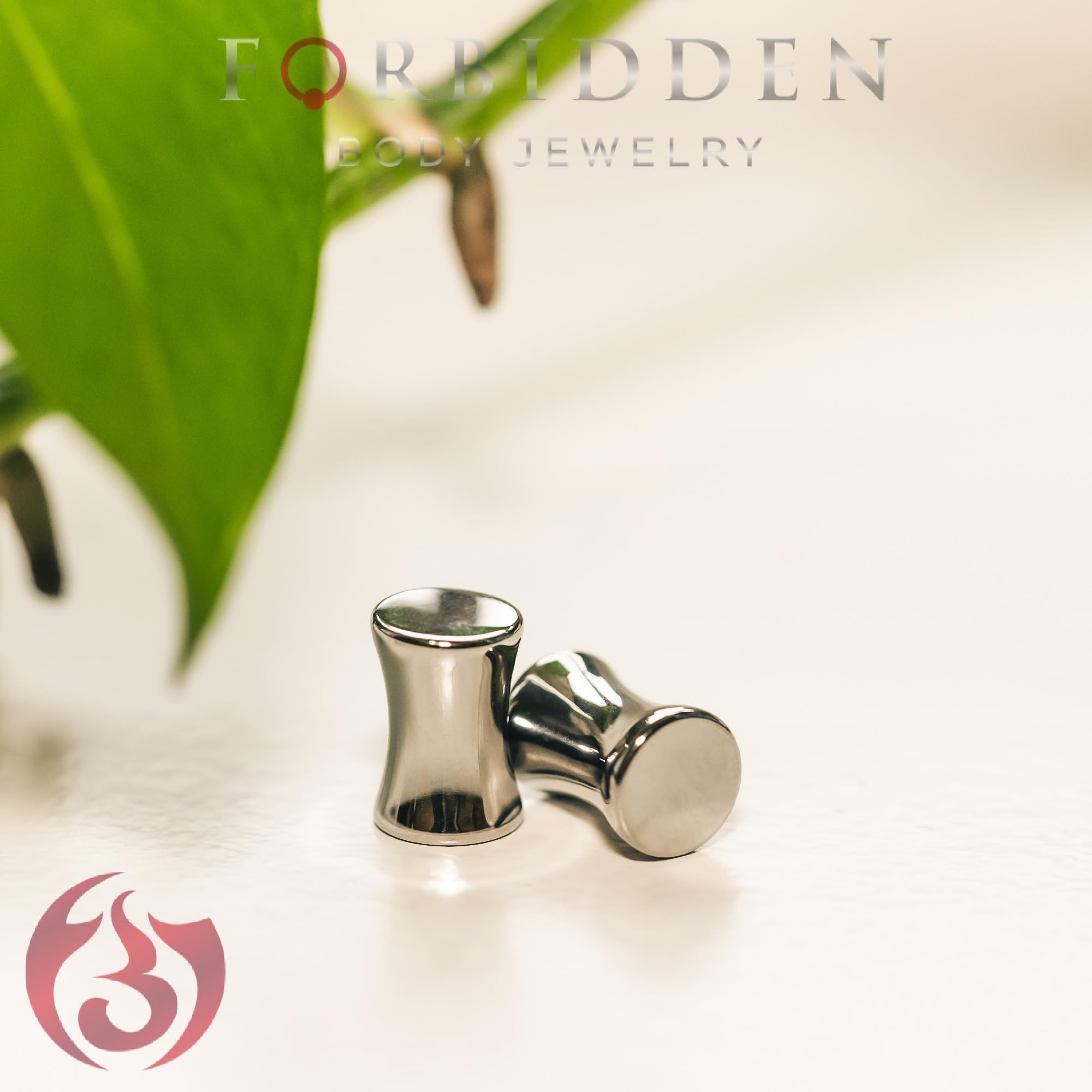Forbidden Body Jewelry Set of 0G Surgical Steel Ear Gauges, 0 Gauge 8mm Solid Double Flared Saddle Plug Earrings