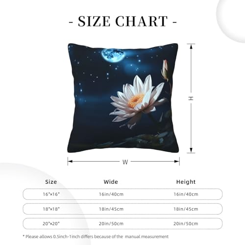 Flower and Moon Print Throw Pillow Cover Corduroy Soft Pillowcase with Hidden Zipper Decorative Cushion Covers for Sofa Living Room Home Decors 18"X18"