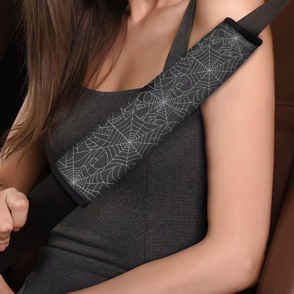 Forchrinse Spider Web Car Seat Belt Cover Pads,Soft Seatbelt Shoulder Pads 2 Pack, Safety Belt Strap Pad Protector for Adults and Children