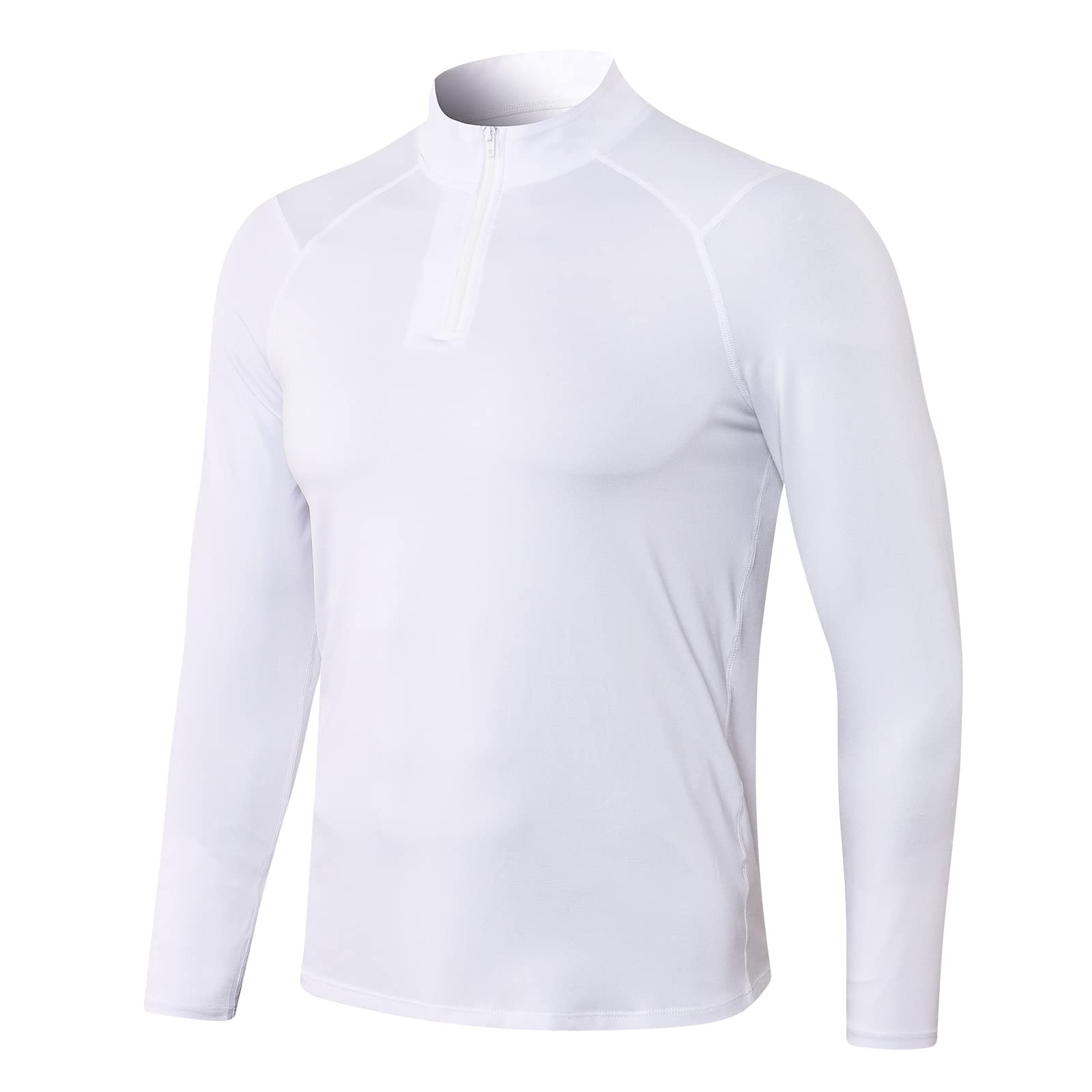 GAOQSEMG Long Sleeve Running Tops for Men,Men's Quick Dry Quarter Zip Golf Pullover Lightweight Long Sleeved Athletic Gym Hiking Tee Shirts (White,S)