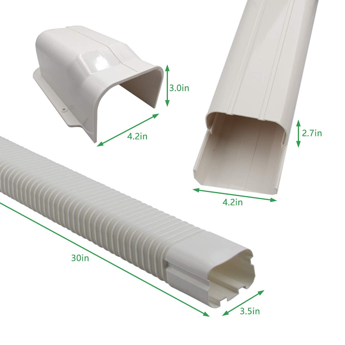 Forestchill 4" W x 16.5ft L Decorative PVC Line Set Cover Kit, Tubing Covers for Mini Split Air Conditioner, Heat Pump System and Central AC