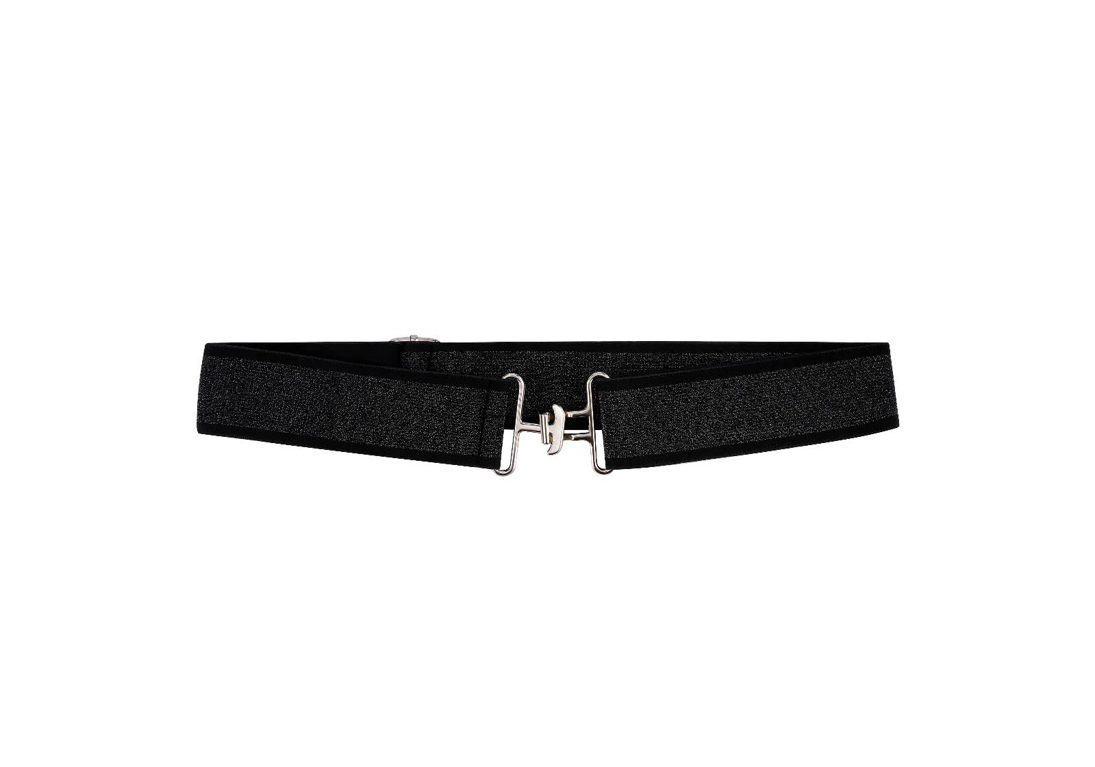 FREE RIDE EQUESTRIAN Belts, Horseback Riding Belts for Women, Stretchable And Comfortable Waist Belt (Black Sparkle with Silver Surcingle)