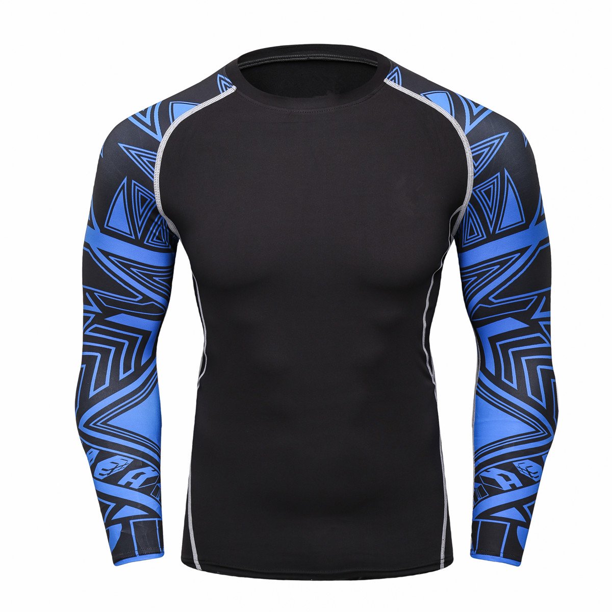 Fanii Quare Men's Soft Slim Long Sleeve Dry-Fit Compression Gym Trainning Shirt Black 16 XL