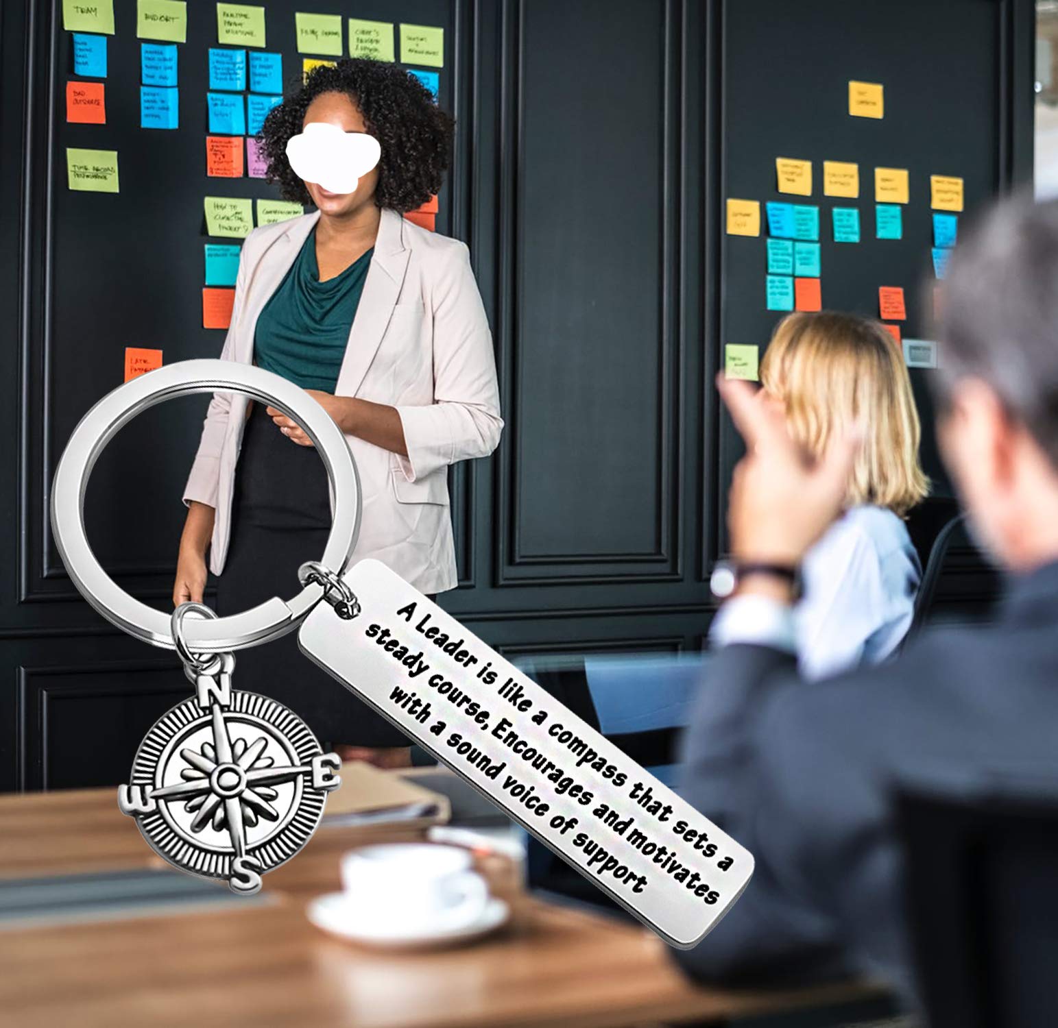 FOTAP Boss Gift A Leader Is Like A Compass That Sets A Steady Course,Encourages And Motivates With A Sound Voice Of Support Keychain Appreciation Gift for Supervisor, Mentor (Leader Keychain)