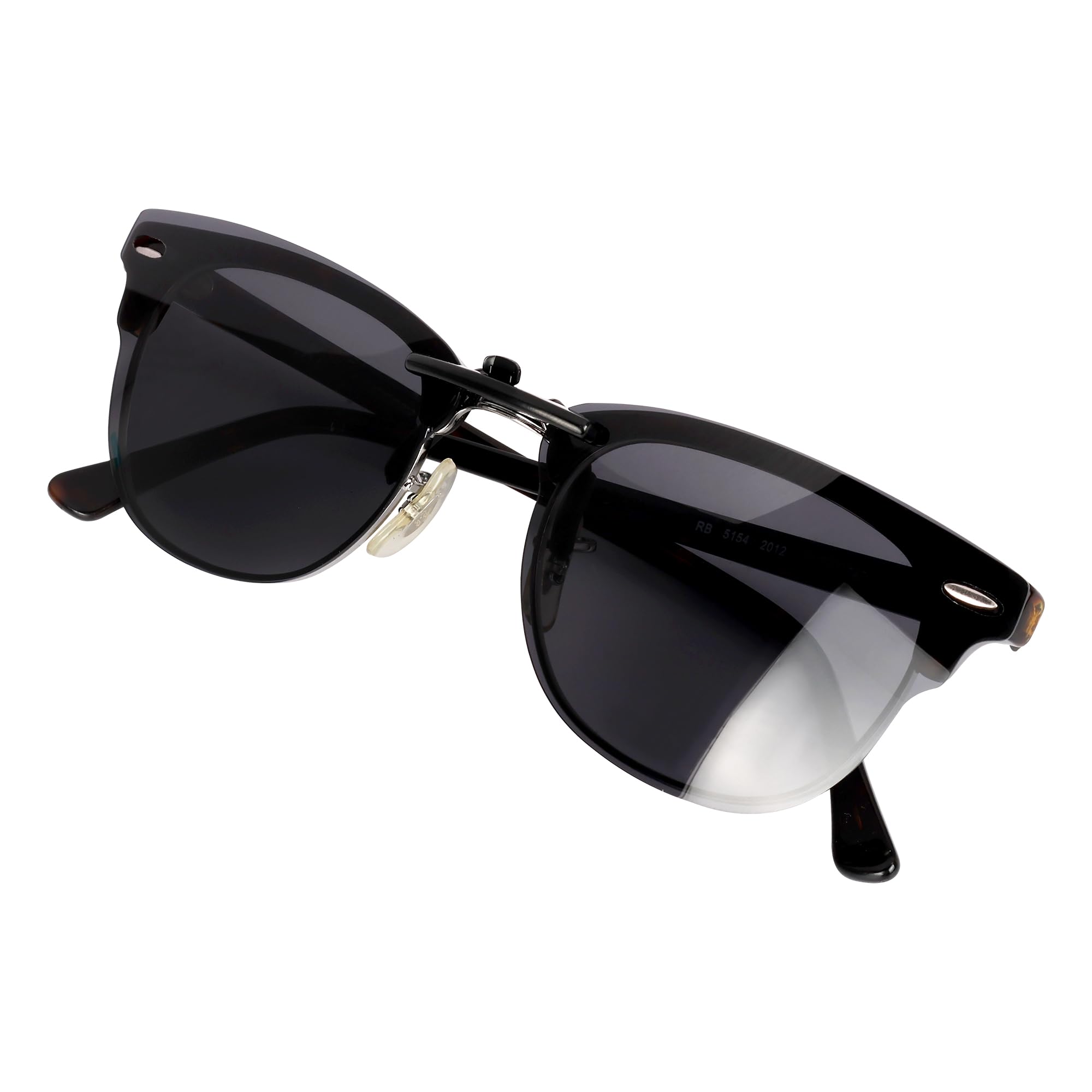 Polarized CLIP-ON Sunglasses for Ray-Ban Clubmaster RB5154 (RX5154) 51-21-145 (Black)