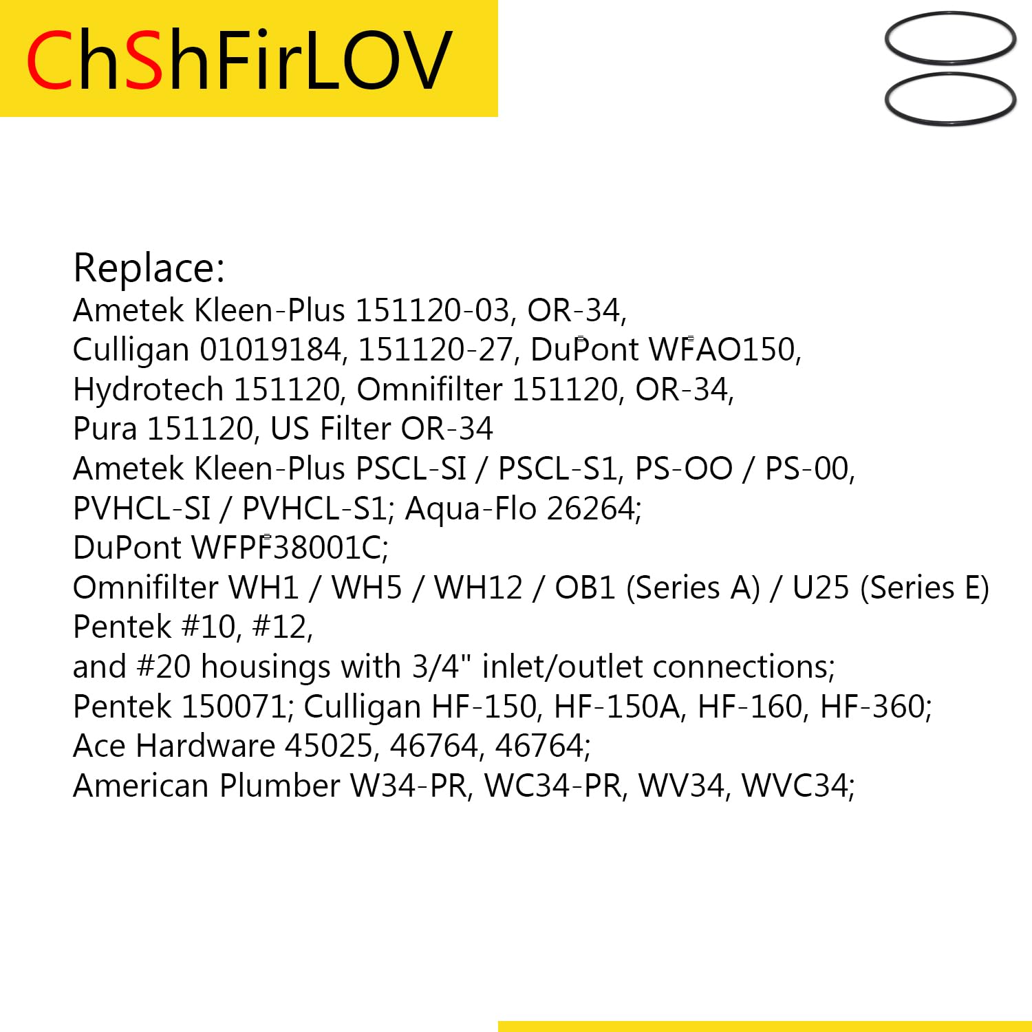 W34-OR Water Filter O-Ring for American Plumber 4-1/8" x 3-7/8 x 1/8 Replacement Parts (2/Pack)