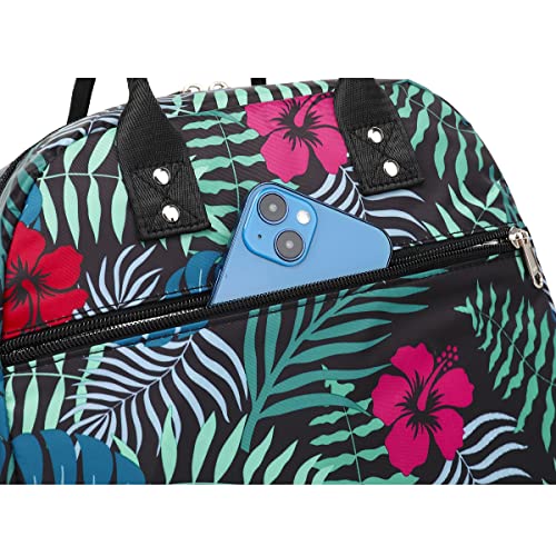 FlowFly Insulated Lunch Bag With Shoulder Strap for Women, Men, and Kids, Large and Reusable, Handle, Freezable Work and School Travel Tote and Meal Prep Organizer,Black#Leaf