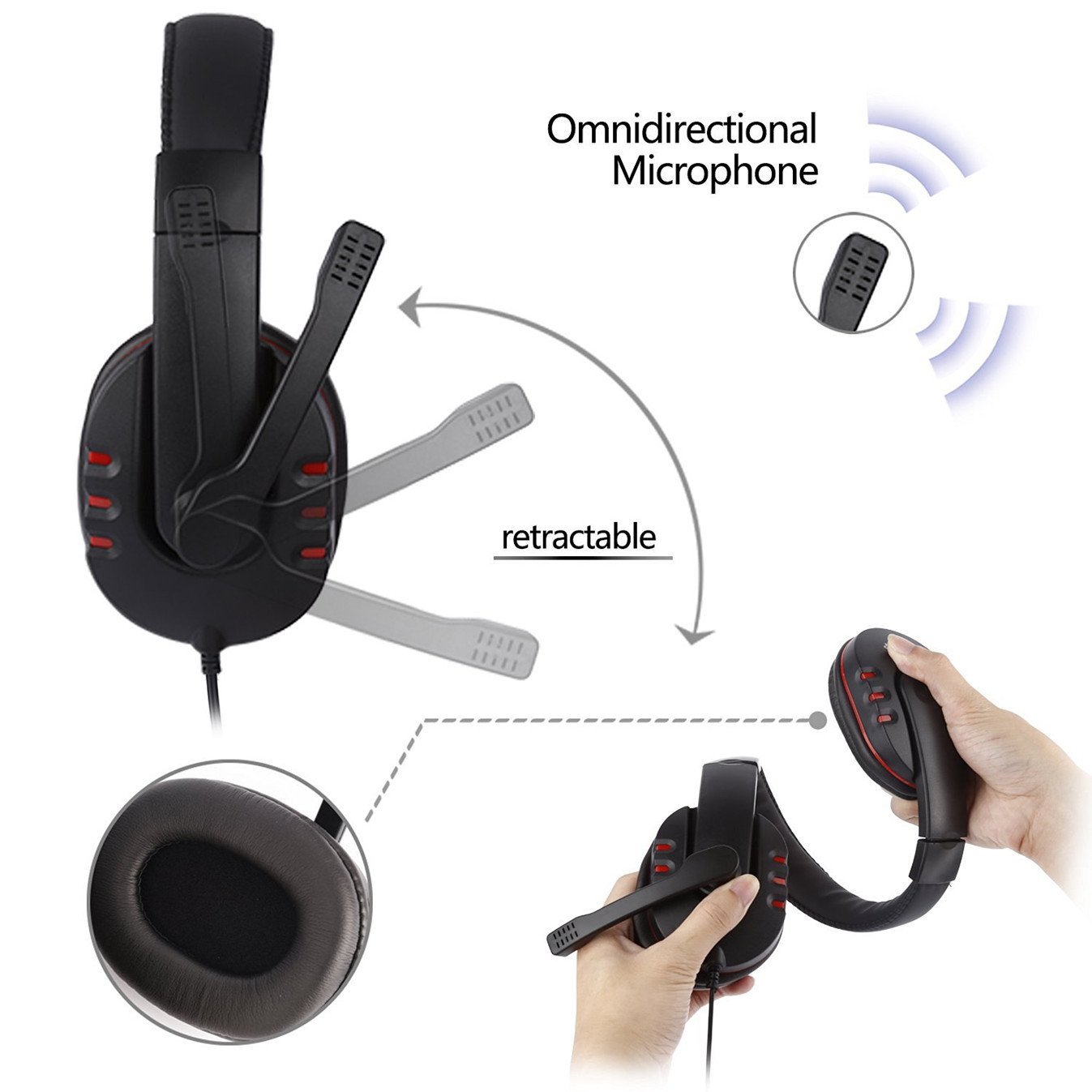 FNSHIP 3.5mm Wired Over-head Stereo Headband Gaming Headset Headphone with Mic Microphone Volume Control for SONY PS4 PC Tablet Laptop Smartphone