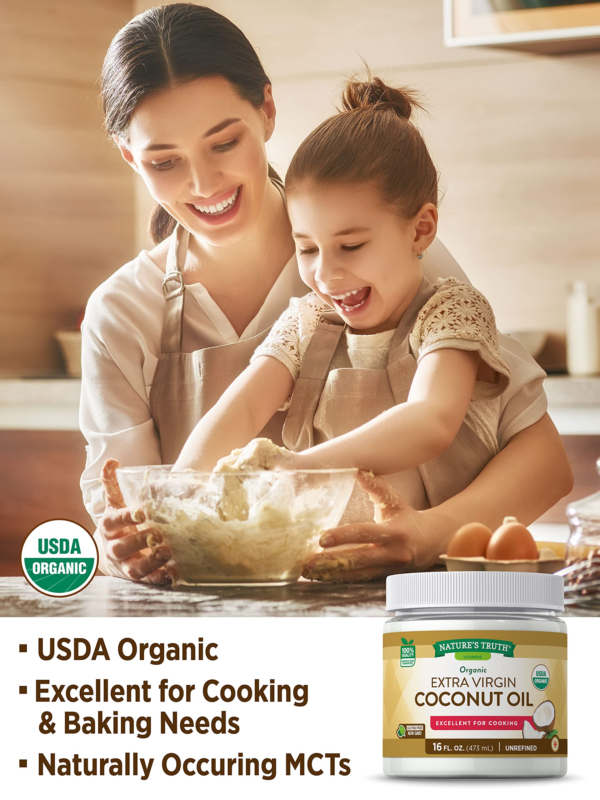 Extra Virgin Coconut Oil | Unrefined | 16 oz | Organic | By Nature's Truth