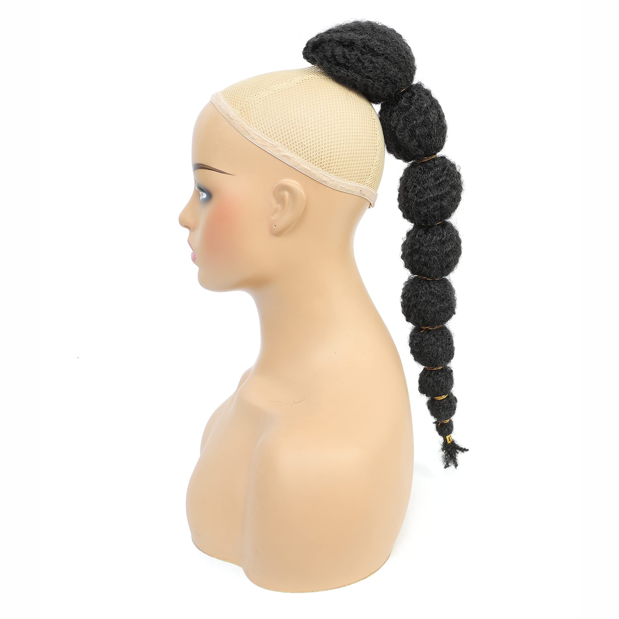 Miyamarch Drawstring Ponytail for Black Women 18 Inch Bubble Ponytail Lantenrn Braid Ponytail Protective Style Clip on Hair Extension Kinky Braided Afro Puff Drawstring Ponytail (18Inch, 1B#)